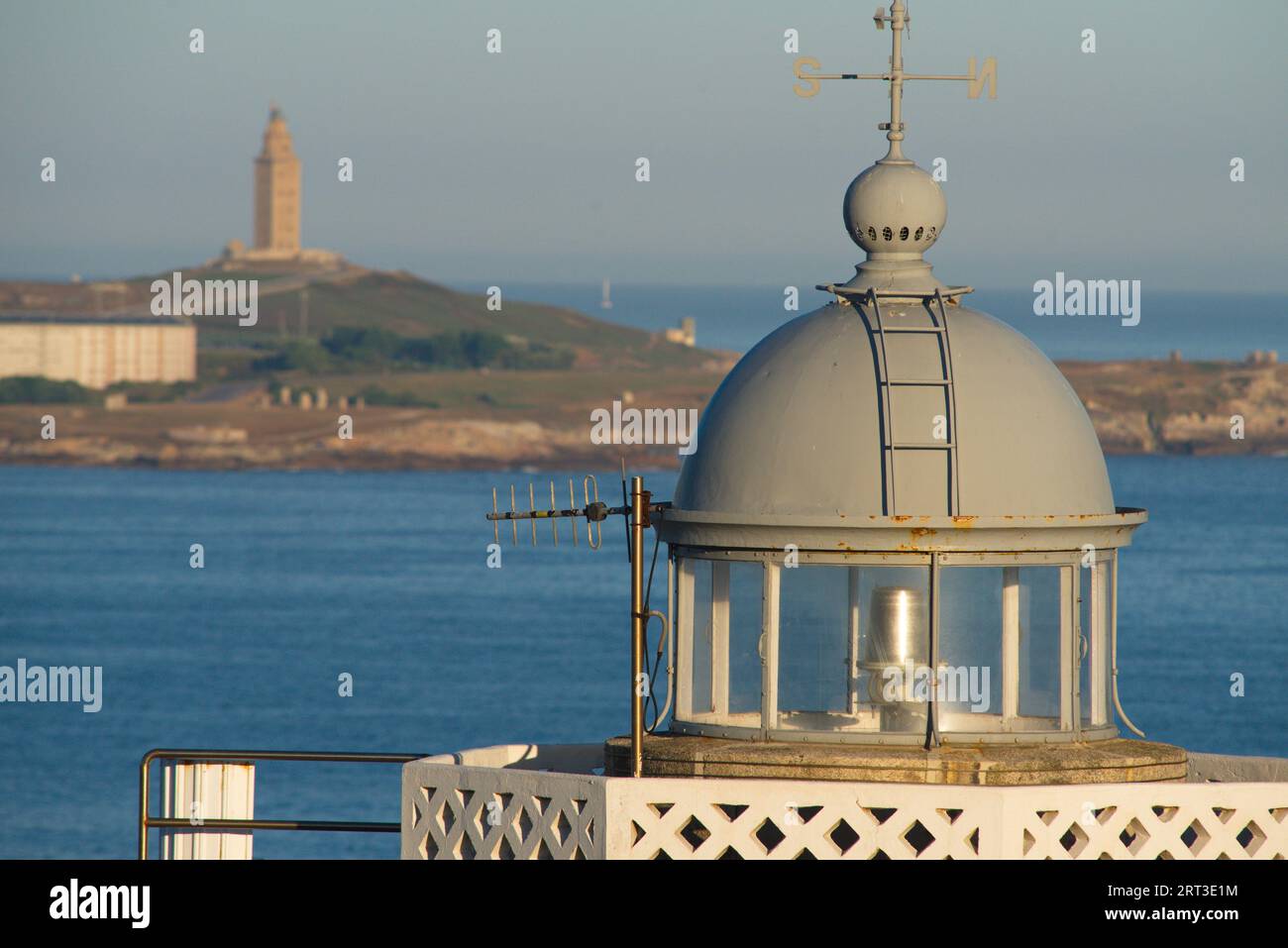 Mera lighthouse and in the background the Tower of Hercules. Faro de ...