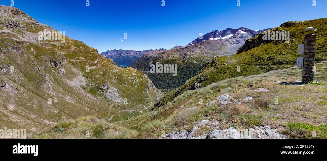 Stunning view down the valley from Lago Agnel towards Lago Ceresole ...