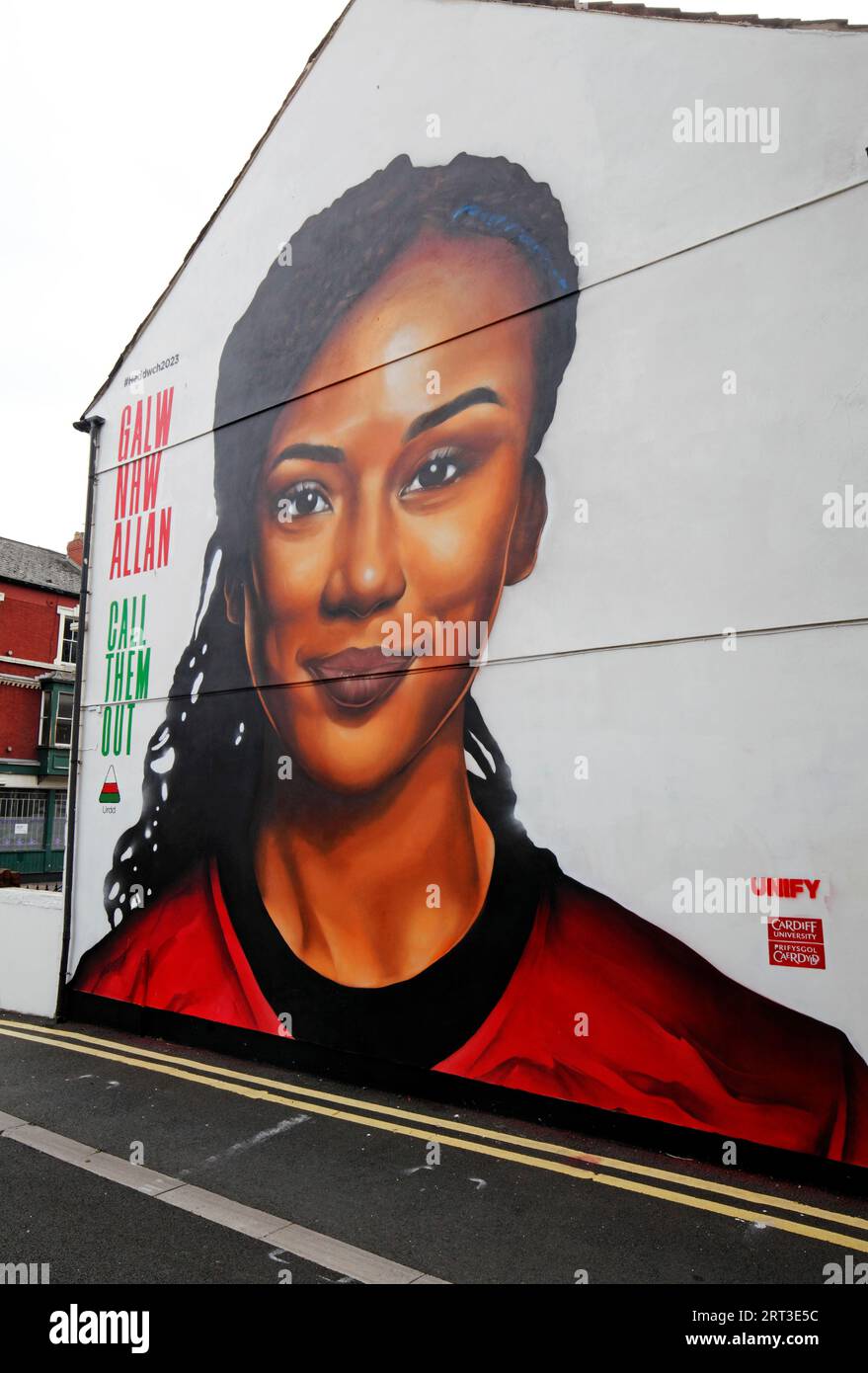 'Call them out' wall mural featuring Urdd Ambassador Nia Fajeyisan ...