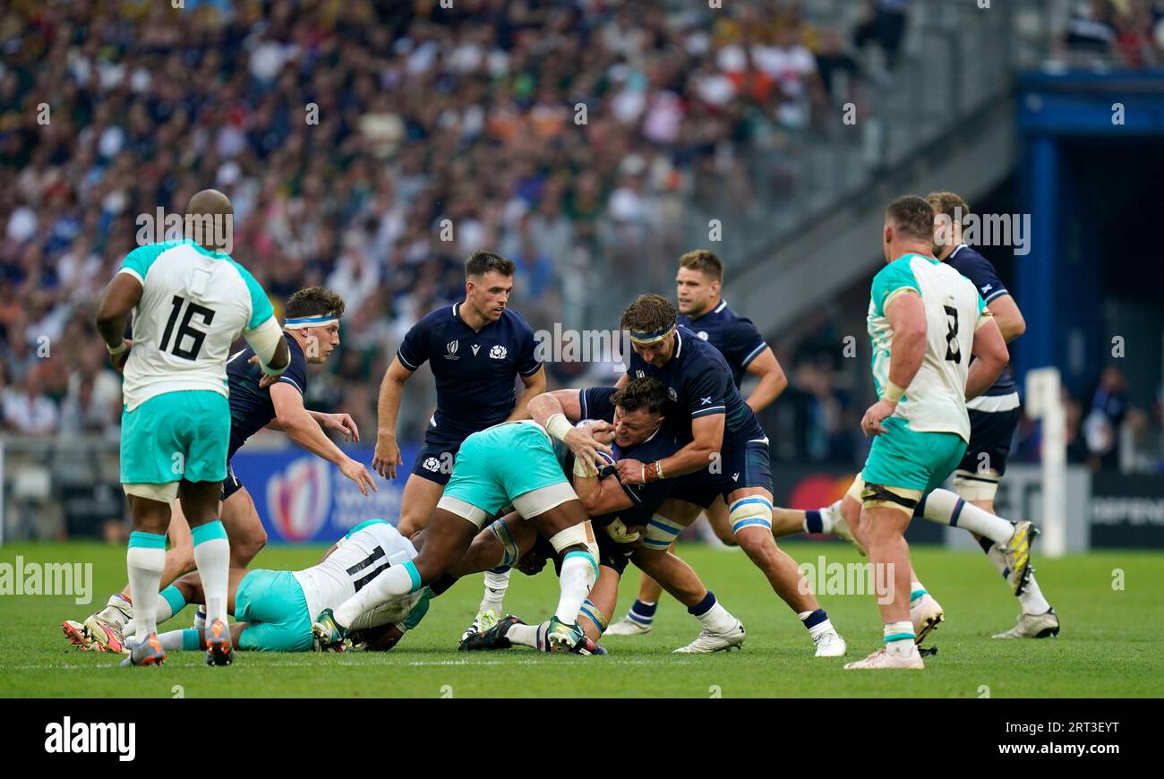Scotland's Jack Dempsey is tackled by South Africa's Siya Kolisi during ...