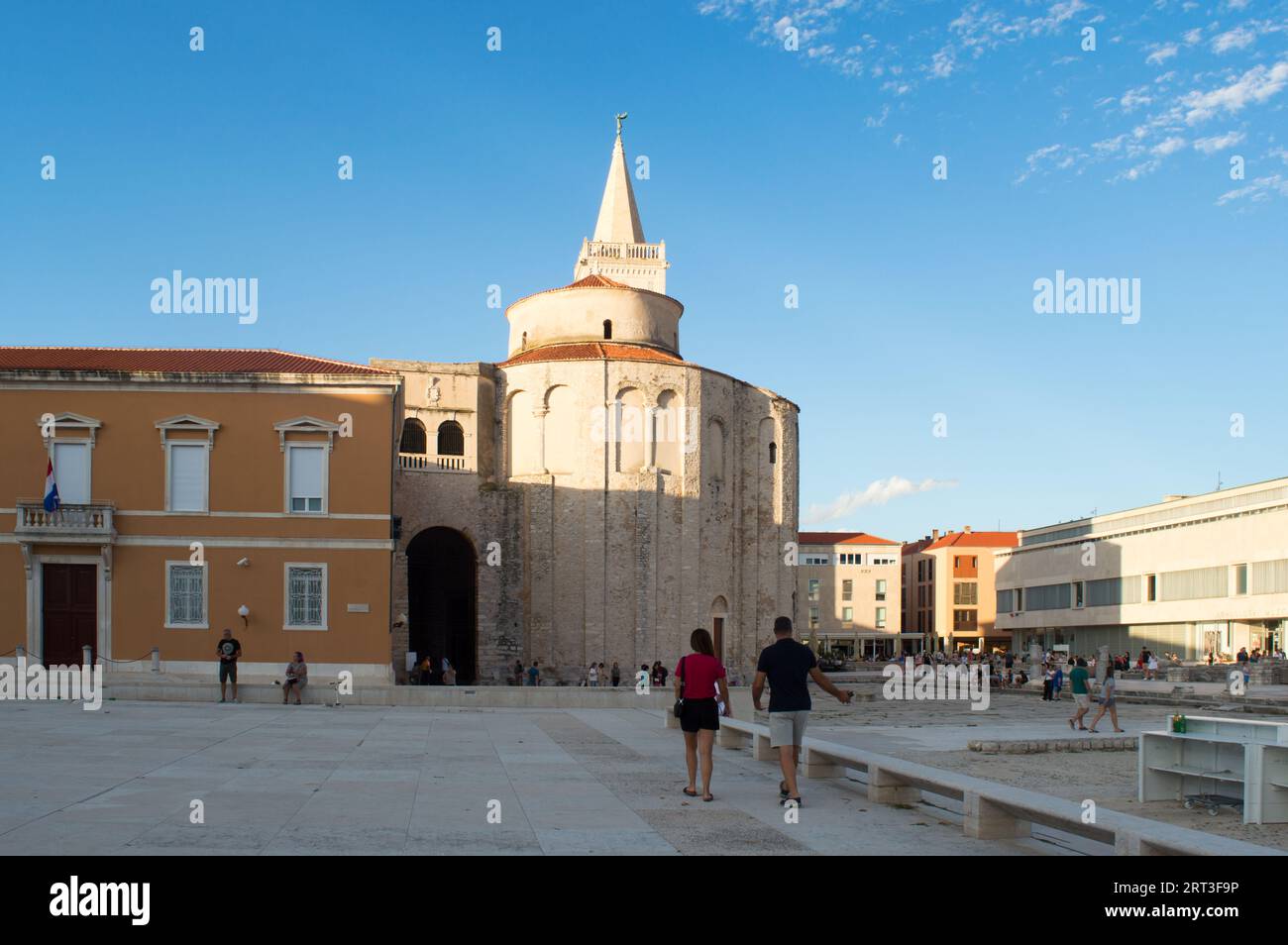Zadar, Croatia - 06 August 2023: Tourists look at the beautiful symbols ...