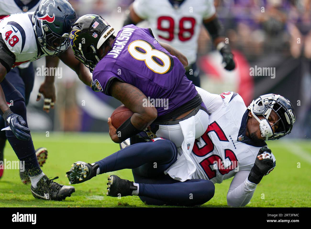 Houston Texans' Jonathan Greenard sacks Baltimore Ravens' Lamar Jackson ...