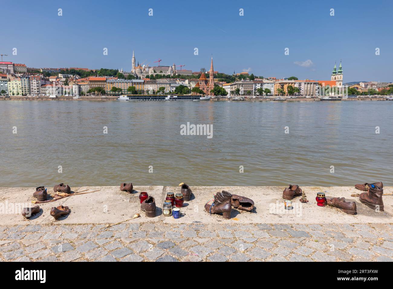 Shoes on the Danube memorial artwork on the riverside, Budapest ...