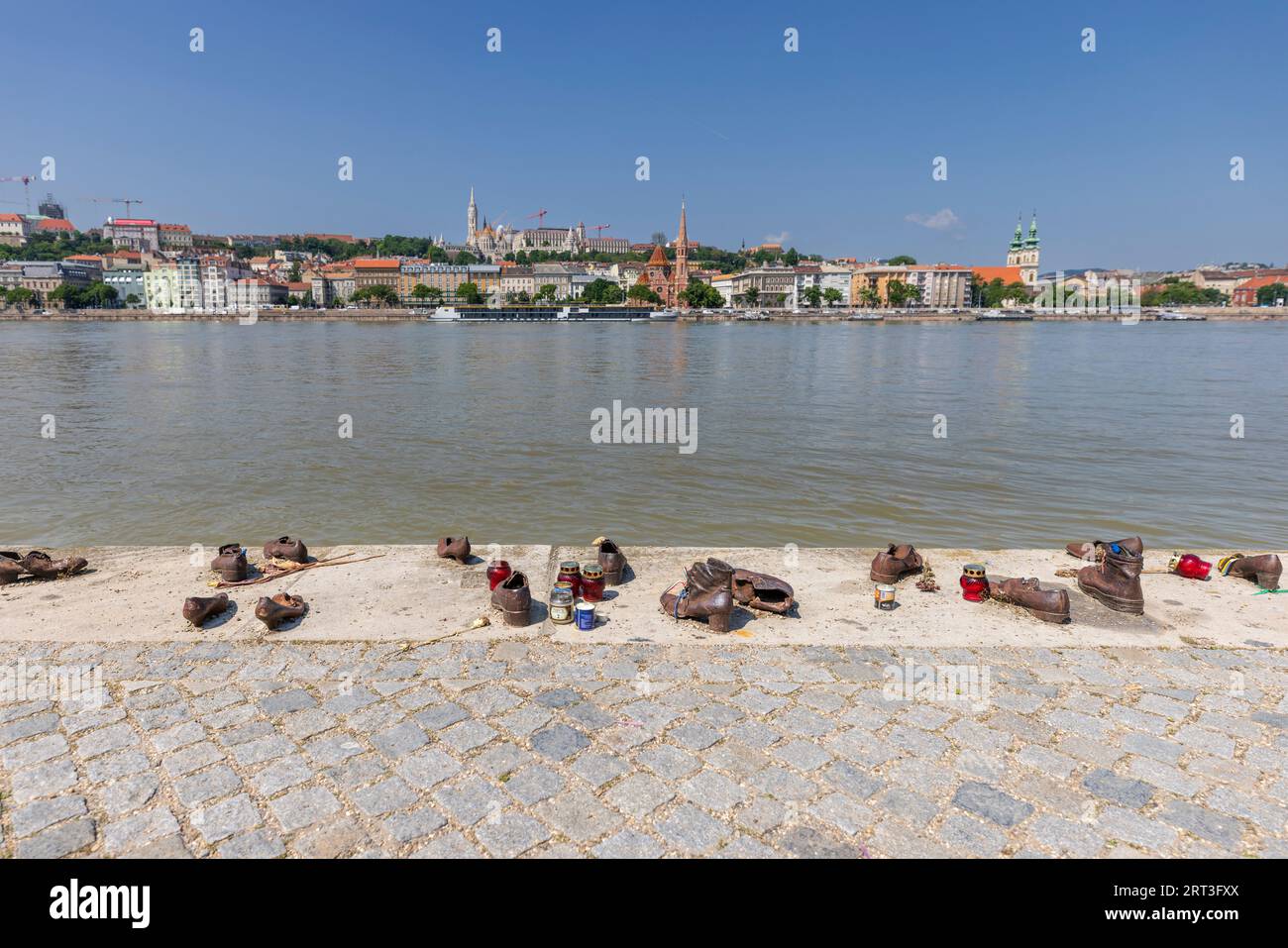 Shoes on the Danube memorial artwork on the riverside, Budapest ...