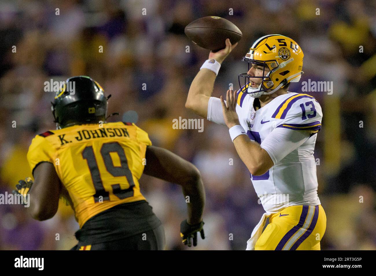 LSU quarterback Garrett Nussmeier (13) throws against Grambling State ...