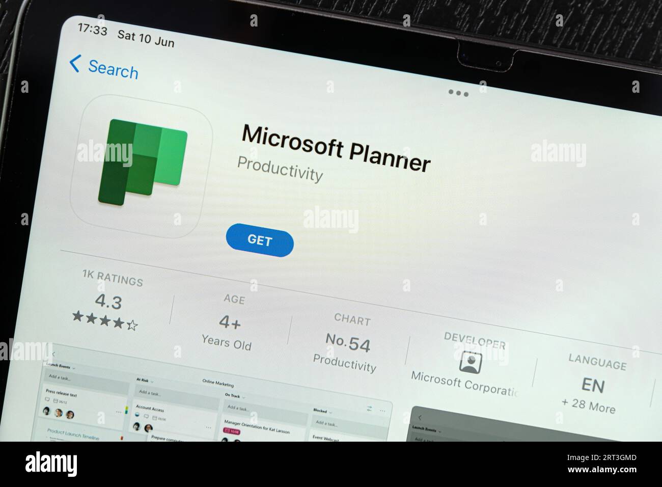 Ostersund, Sweden - June 10, 2023: Microsoft Planner app on an ipad ... Ostersund, Sweden - June 10, 2023: Microsoft Planner app on an ipad ...