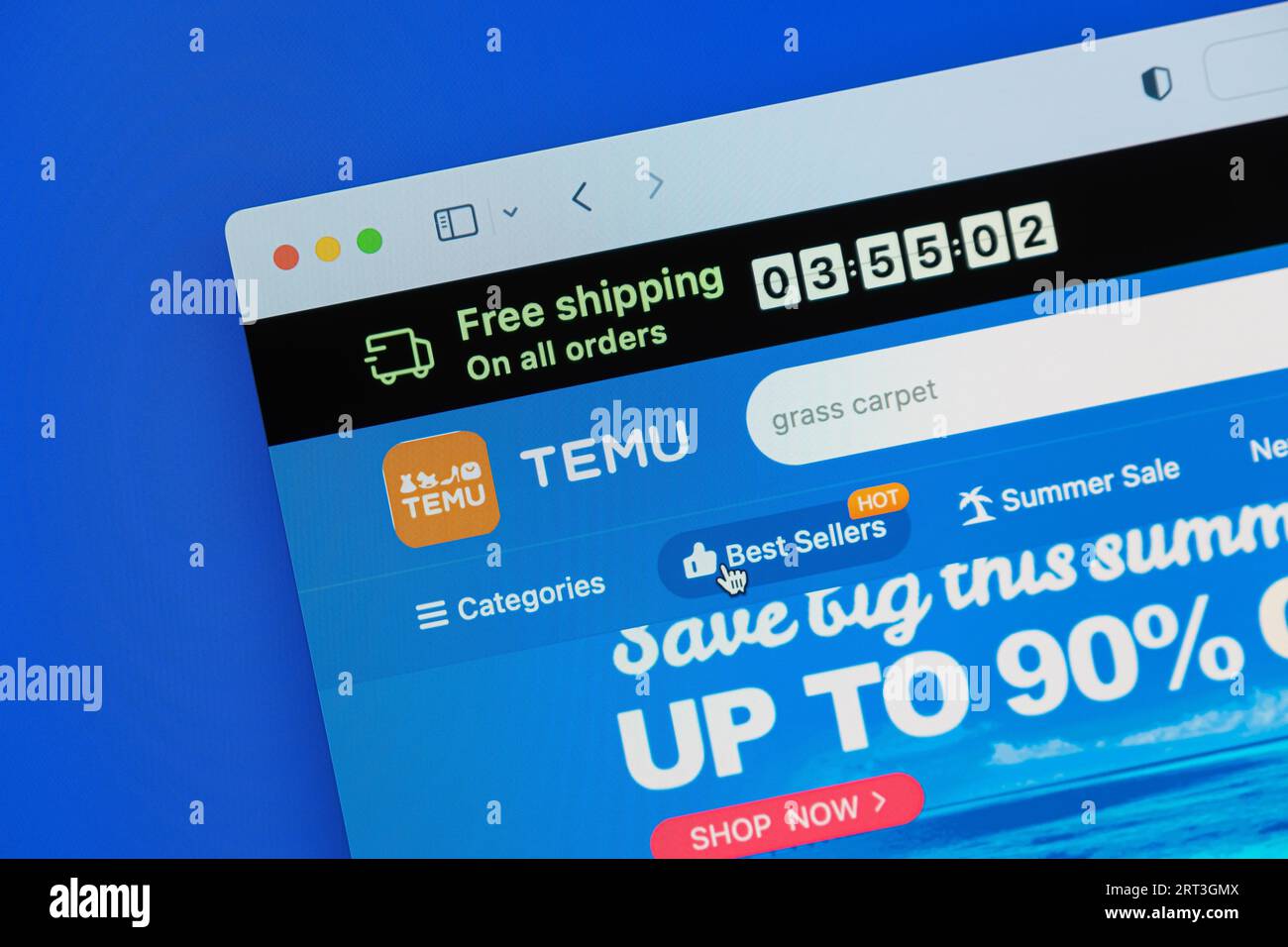 Ostersund, Sweden - July 14, 2023: Temu website on a computer screen ...