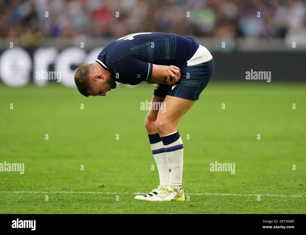 Scotland's Finn Russell pulls up with an injury during the 2023 Rugby ...