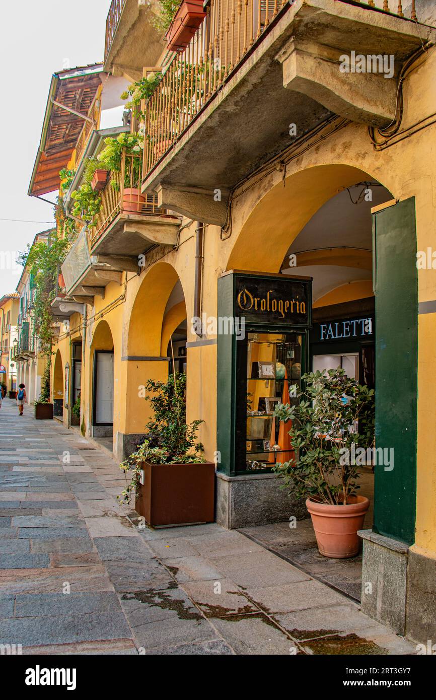 Beautiful covered walkways in historic medieval town of Cirié, Turin ...