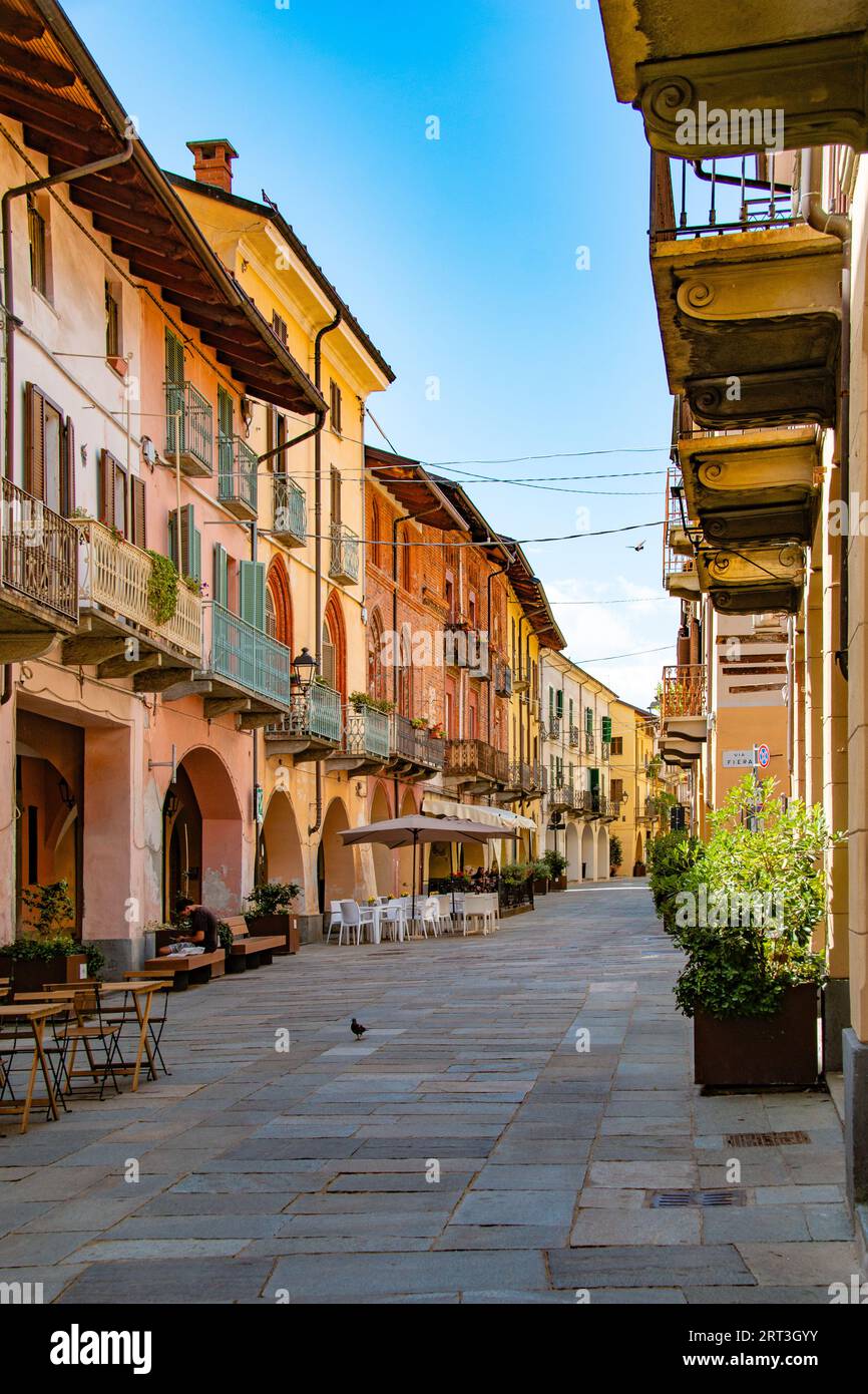 Beautiful covered walkways in historic medieval town of Cirié, Turin ...