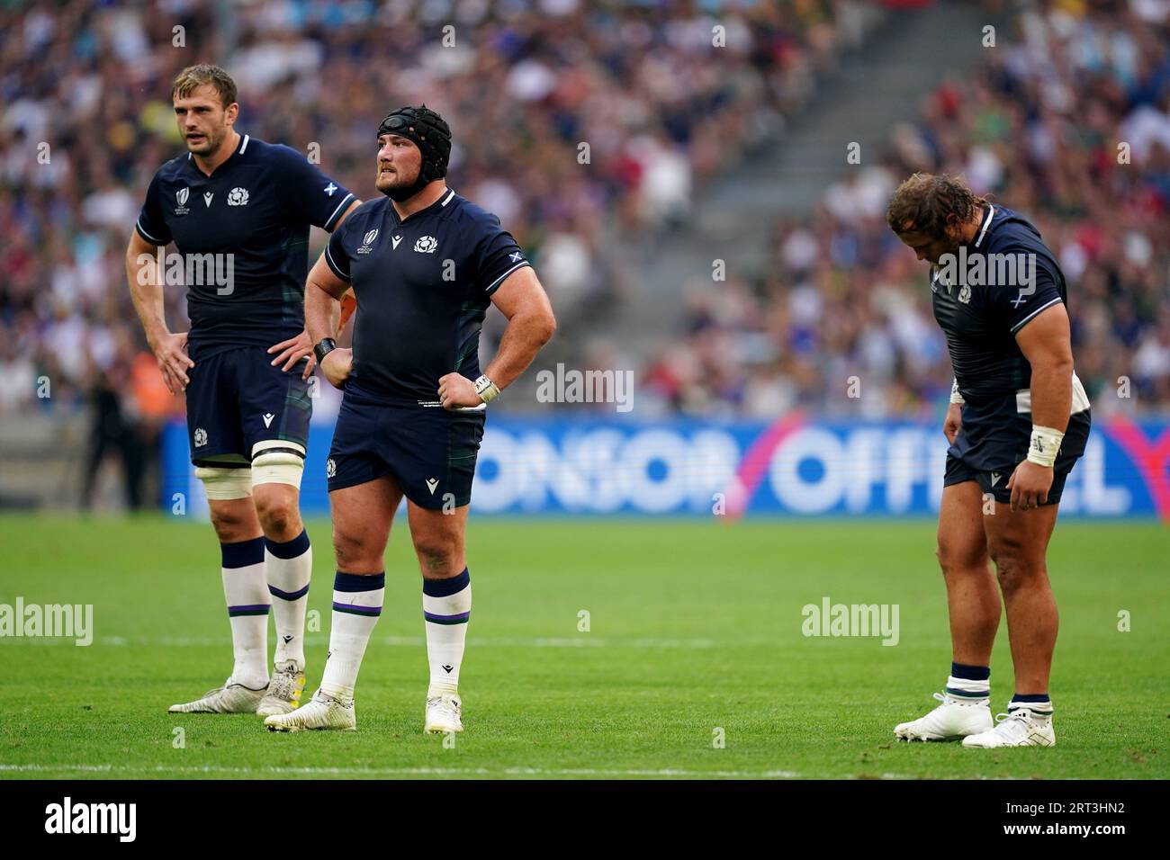 Scotland's Richie Gray (left), Zander Fagerson and Pierre Schoeman ...