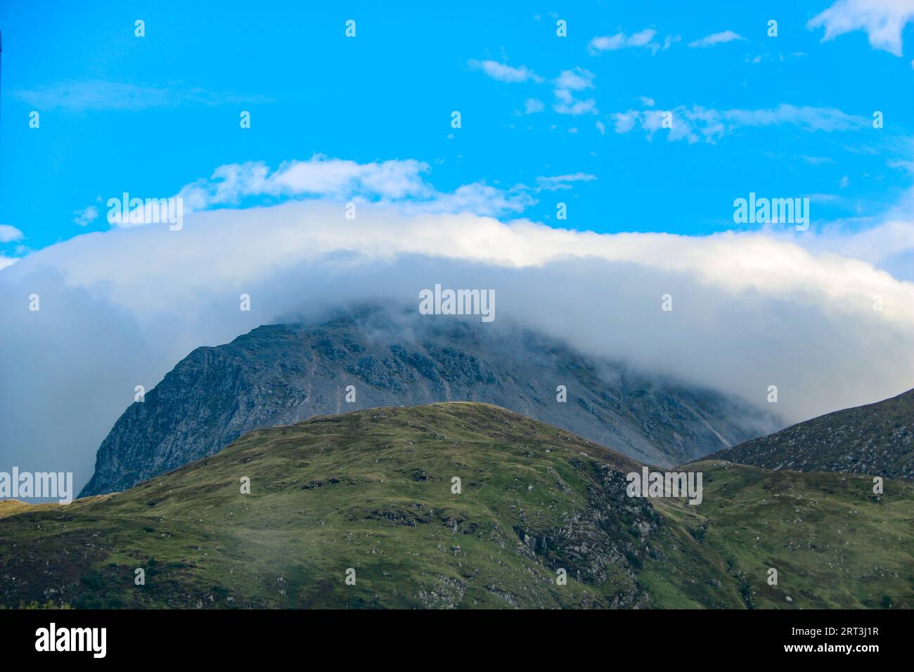 Ben Nevis hiding in the clouds - view from Banavie, Fort William ...