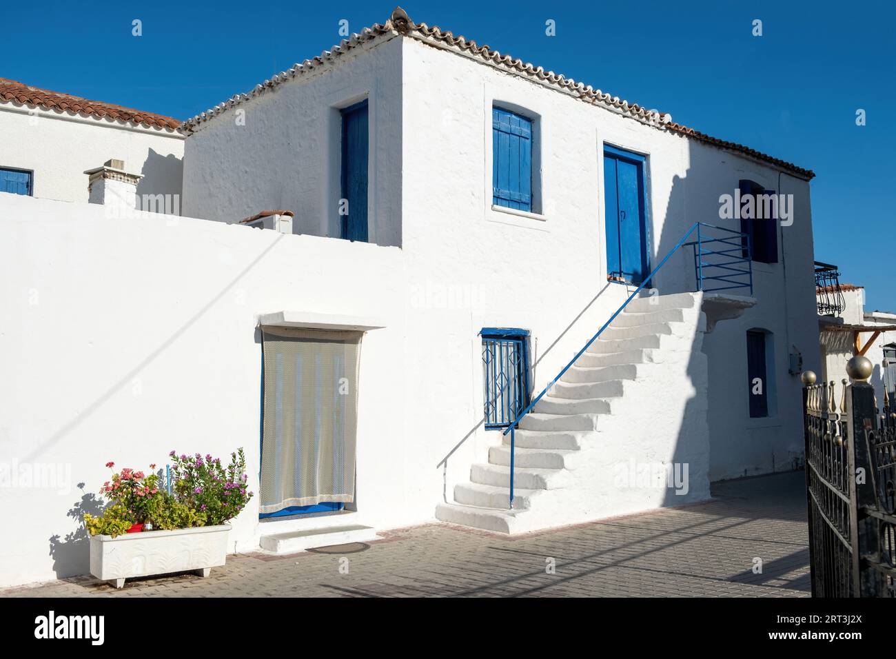 Agistri island Megalochori, Milos, Miloi village Greece. Traditional ...