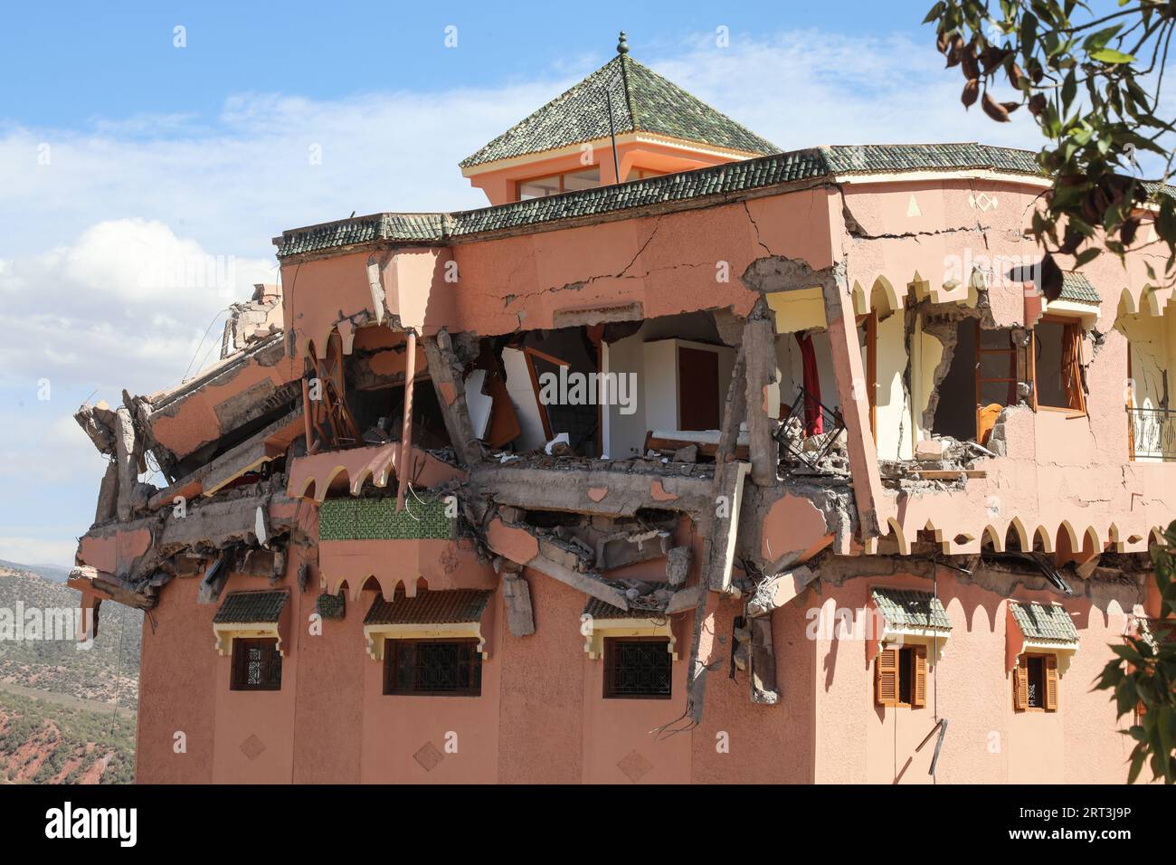 Al Haouz, Morocco. 10th Sep, 2023. A building is seen destroyed in the ...