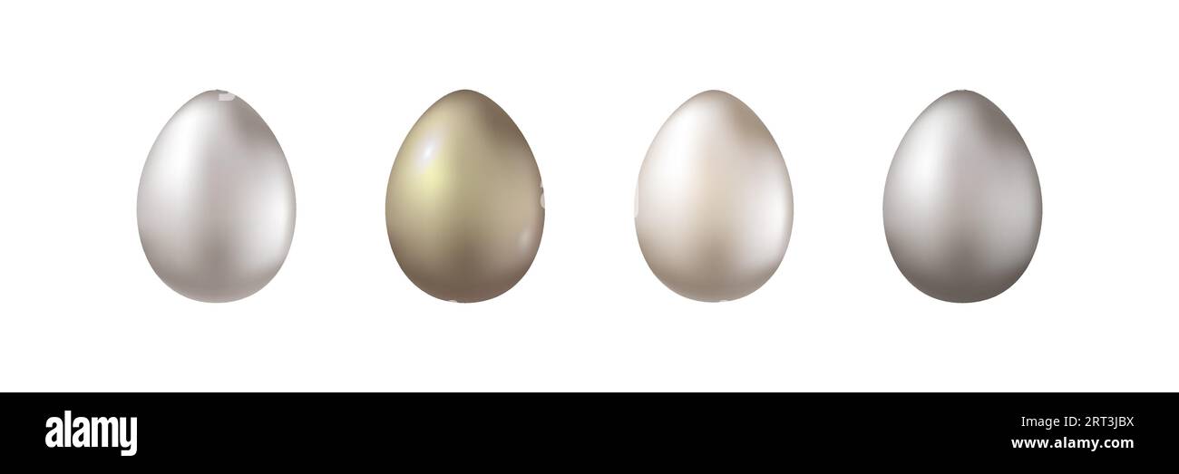 Set of gold, silver, bronze metal eggs. Realistic vector illustration ...