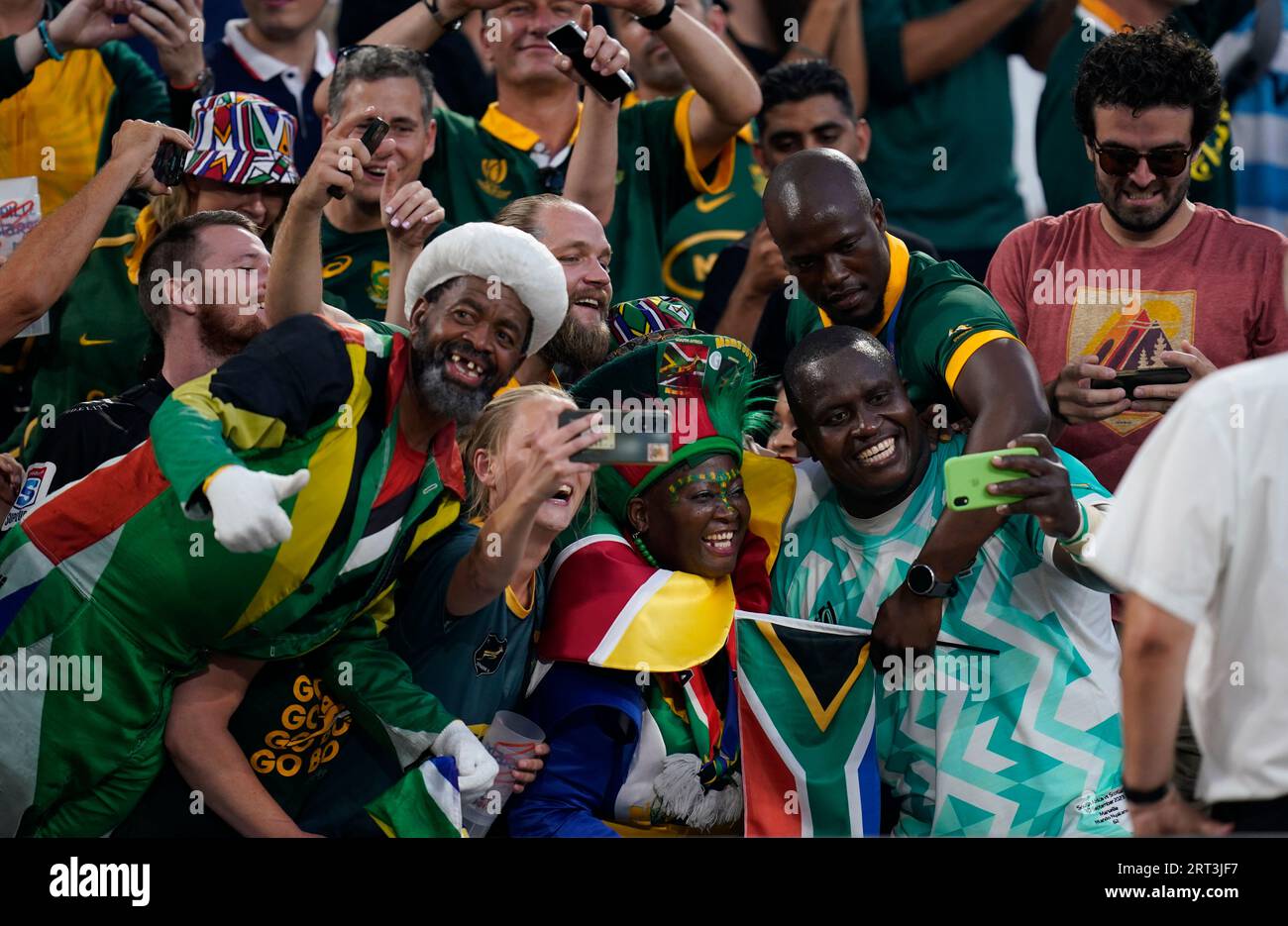 South Africa's Trevor Nyakane takes a selfie with fans in the stands ...