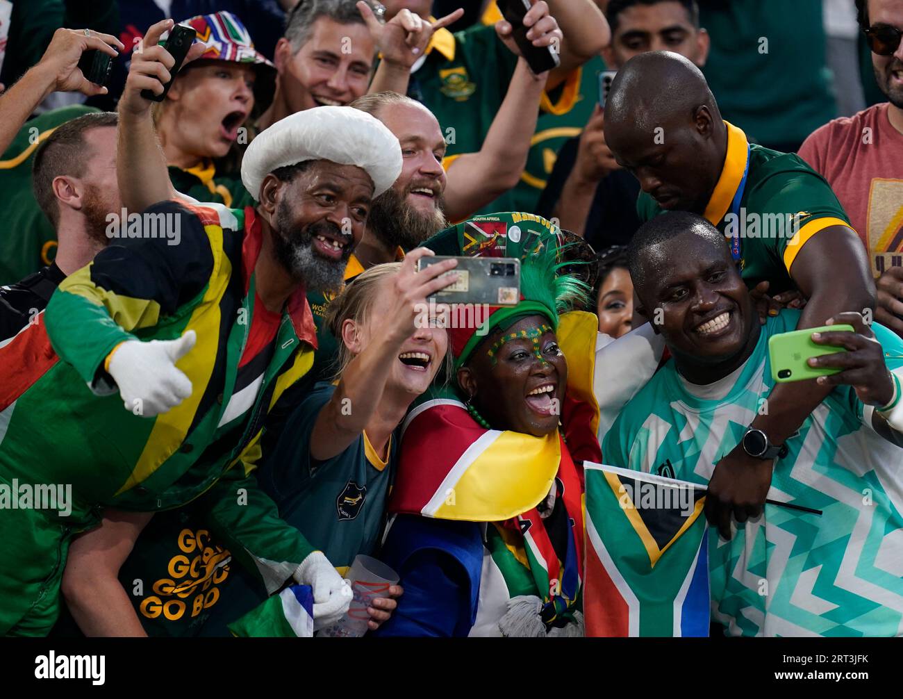 South Africa's Trevor Nyakane takes a selfie with fans in the stands ...