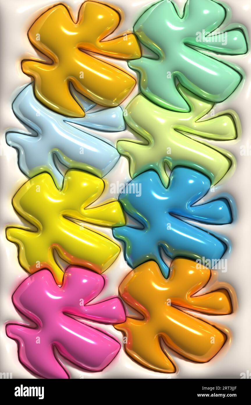 Abstract background with various inflated figures, 3D rendering illustration Stock Photo - Alamy