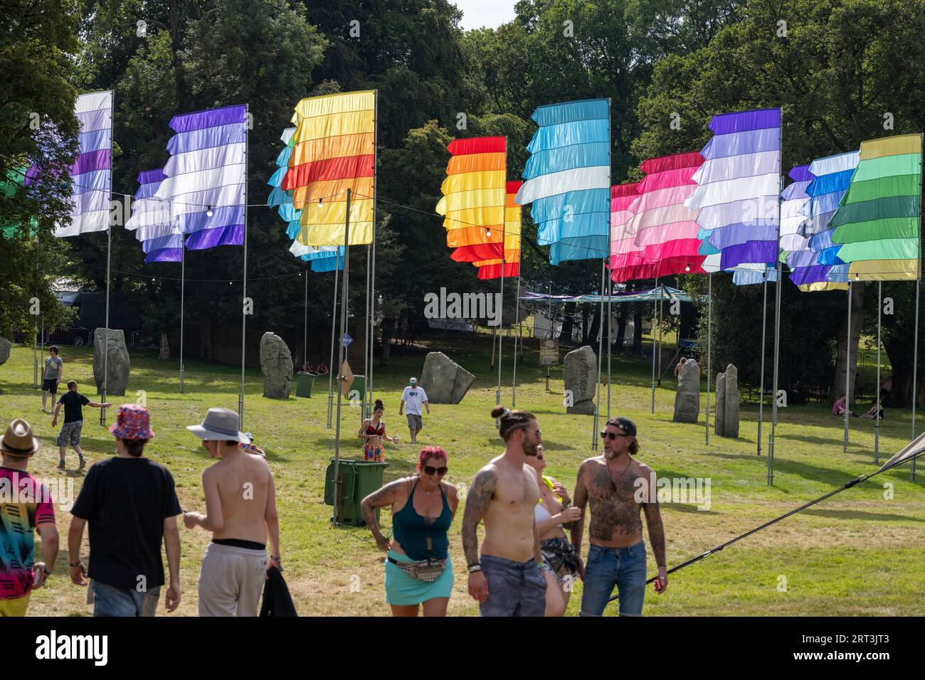 Flags and banners. Music festival. Mucky Weekender Festival, Vicarage ...