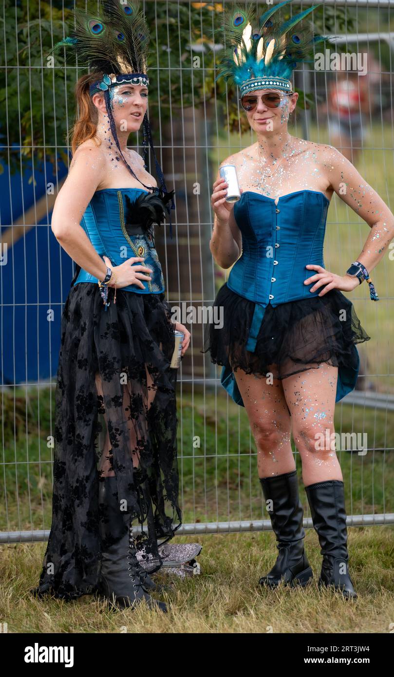 Corset wear at a music festival. Mucky Weekender Festival, Vicarage ...