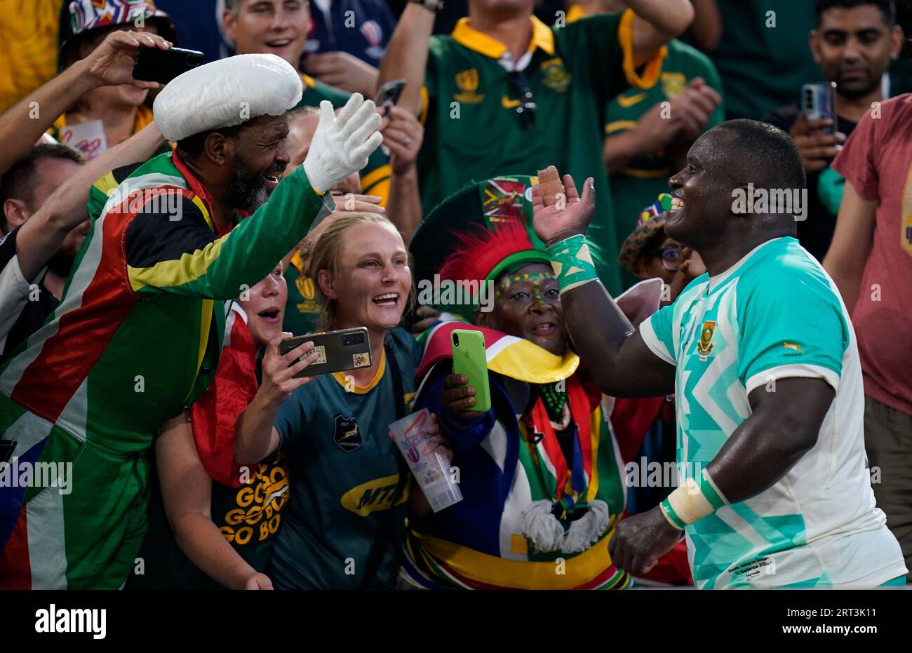 South Africa's Trevor Nyakane with fans in the stands following the ...