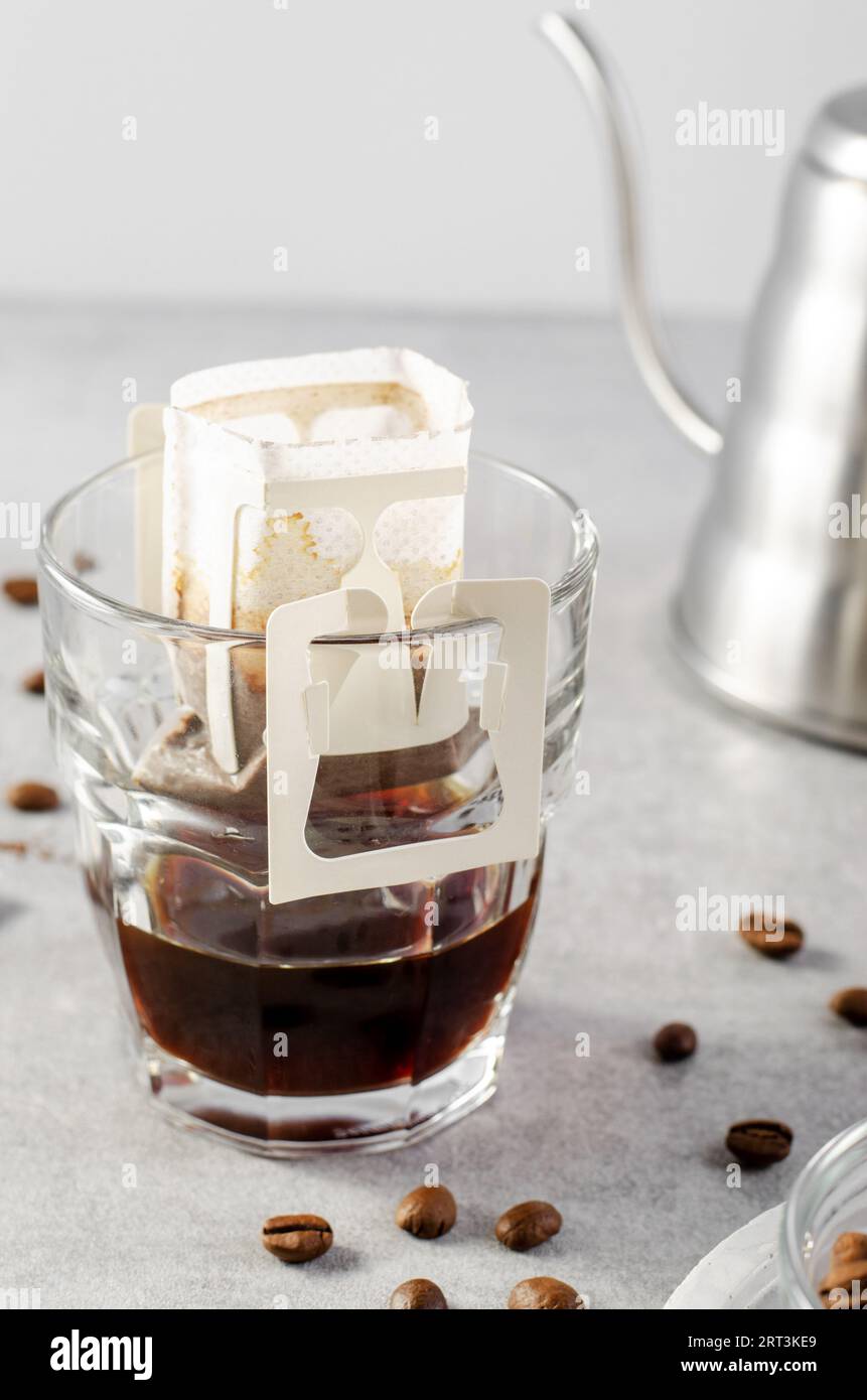 Drip Coffee Bag in a Cup, The Process of Brewing Coffee, Quick Way to ...