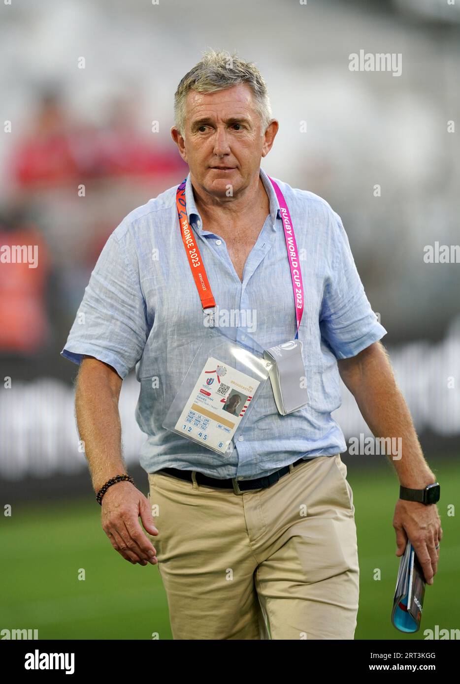Former Wales player Jonathan Davies before the 2023 Rugby World Cup Pool C match at the Stade de ...