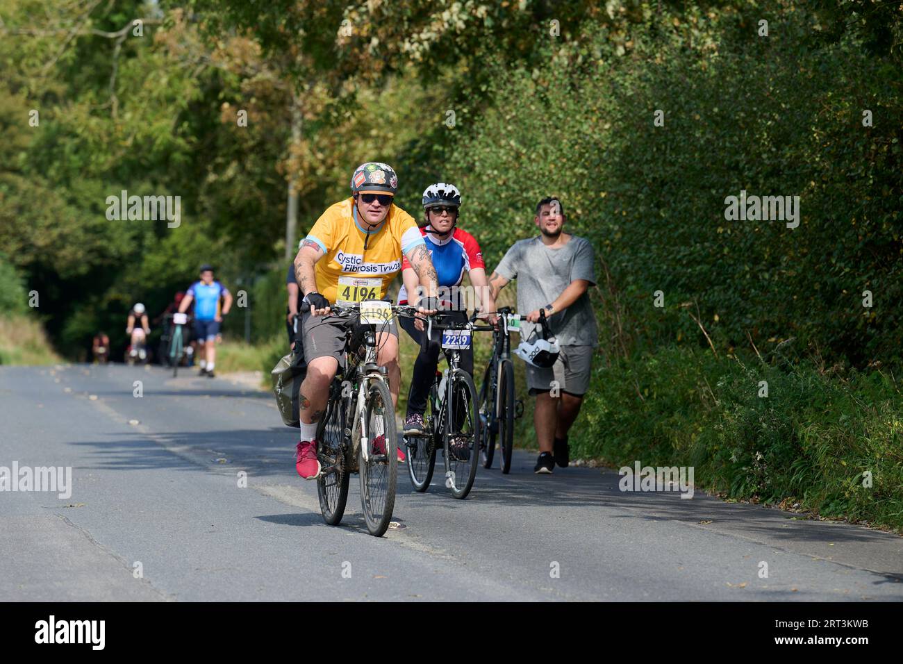 Cyclists in th eLondon to Brighton Ride approach Ditchling Beacon Stock ...