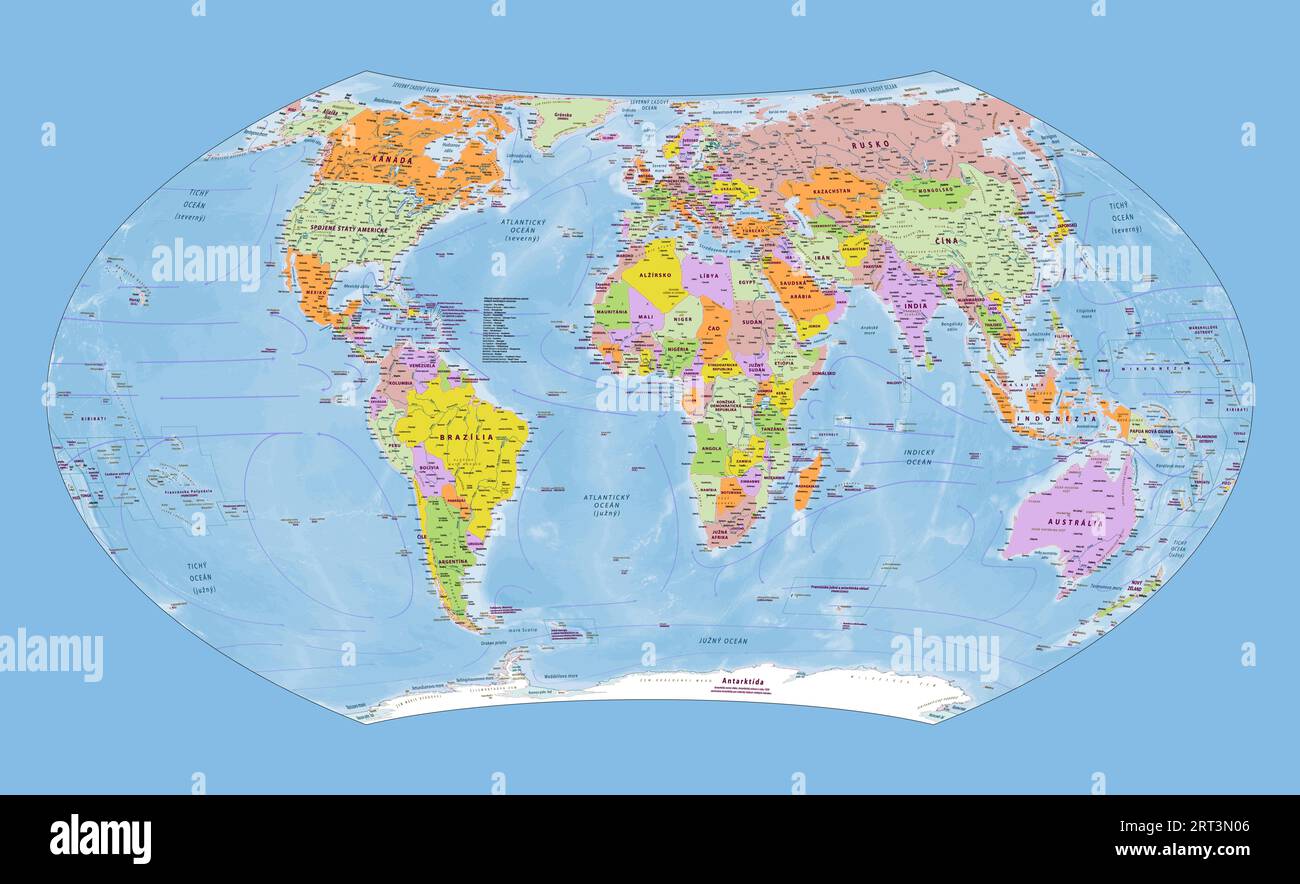 Political world map Slovak language Wagner VII projection Stock Vector ...