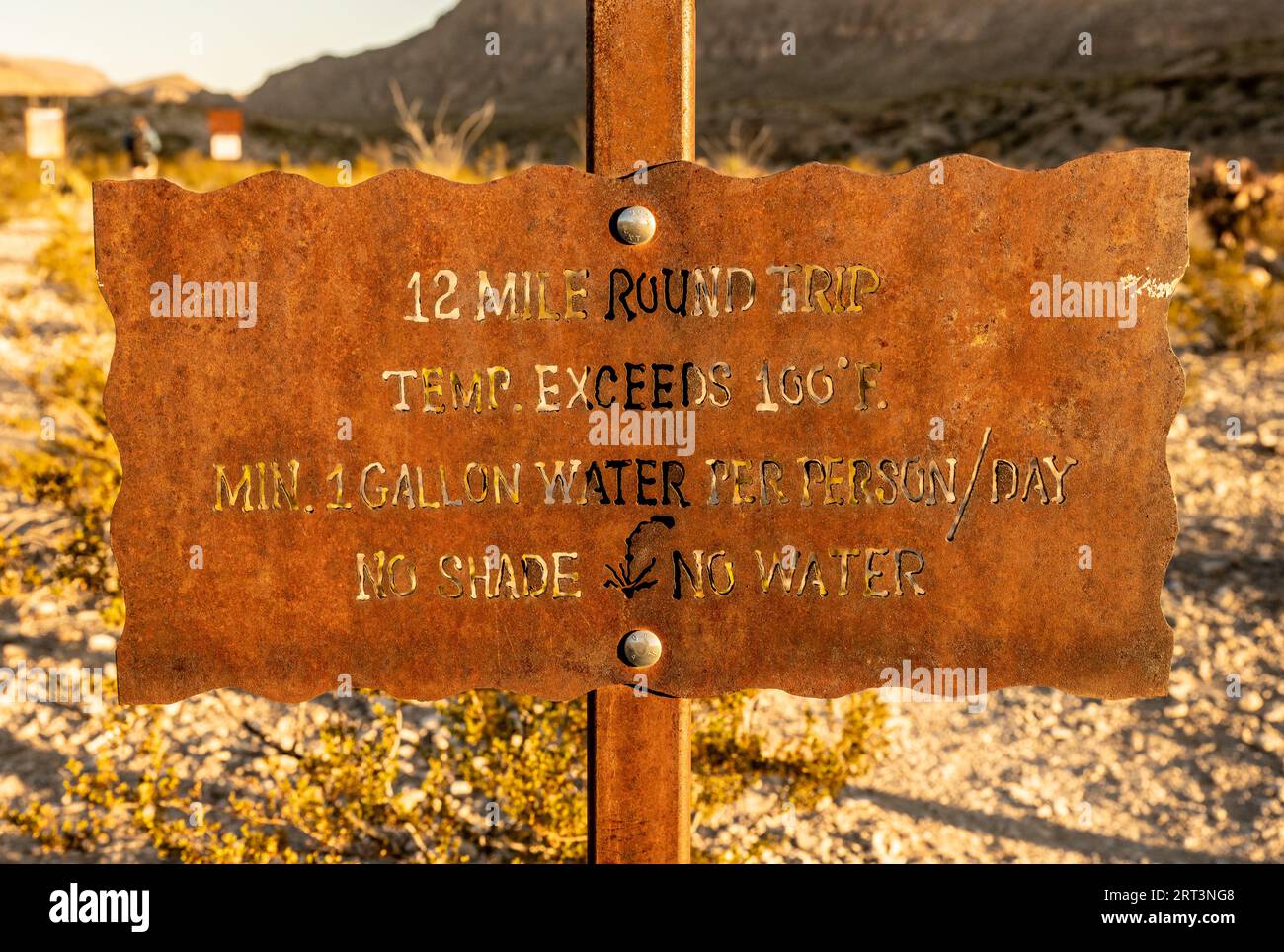 Sign post warning hikers hi-res stock photography and images - Alamy