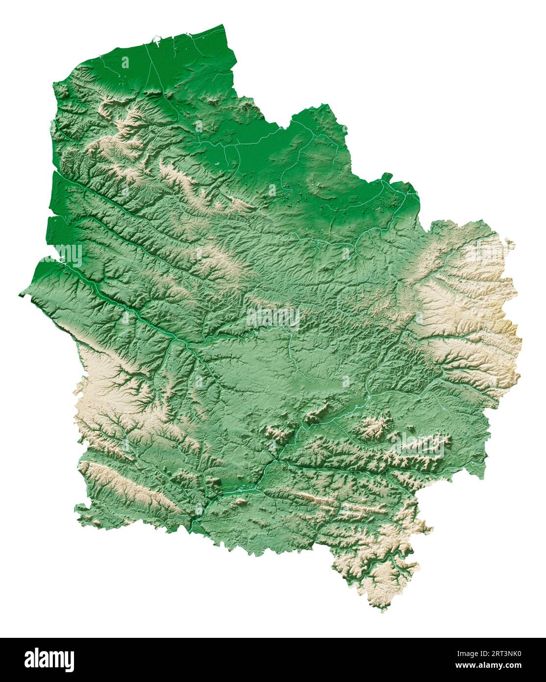 Hauts-de-France. A region of France. Detailed 3D rendering of a shaded ...