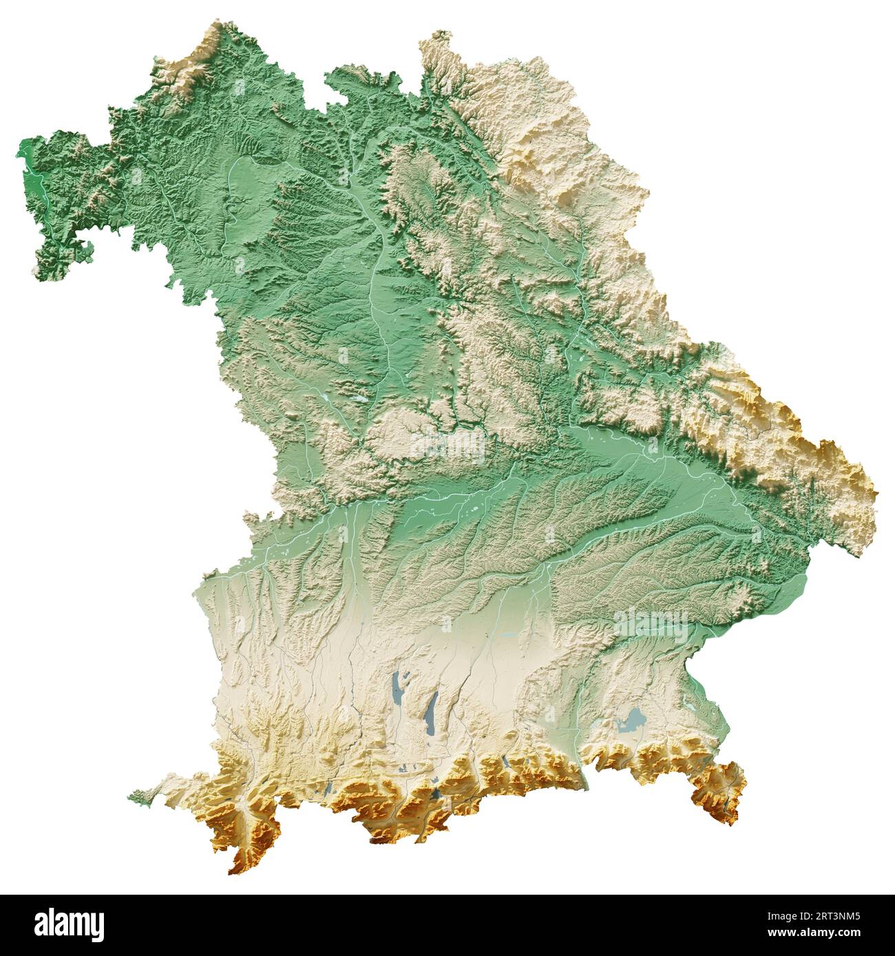 Bayern (Bavaria). German state (Land). Detailed 3D rendering of a ...