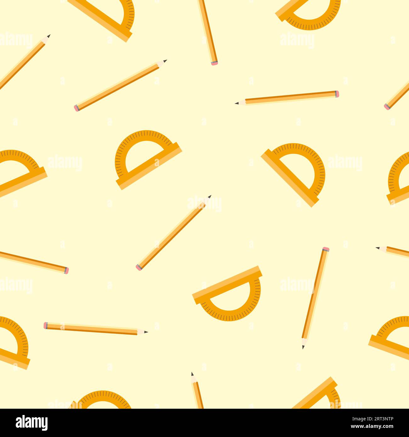 Seamless texture with stationery. Pencil and protractor Stock Vector ...