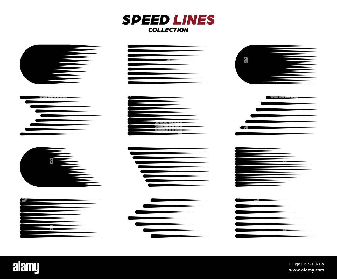 Black cartoon or comic speed lines with round corners. Simple line with ...