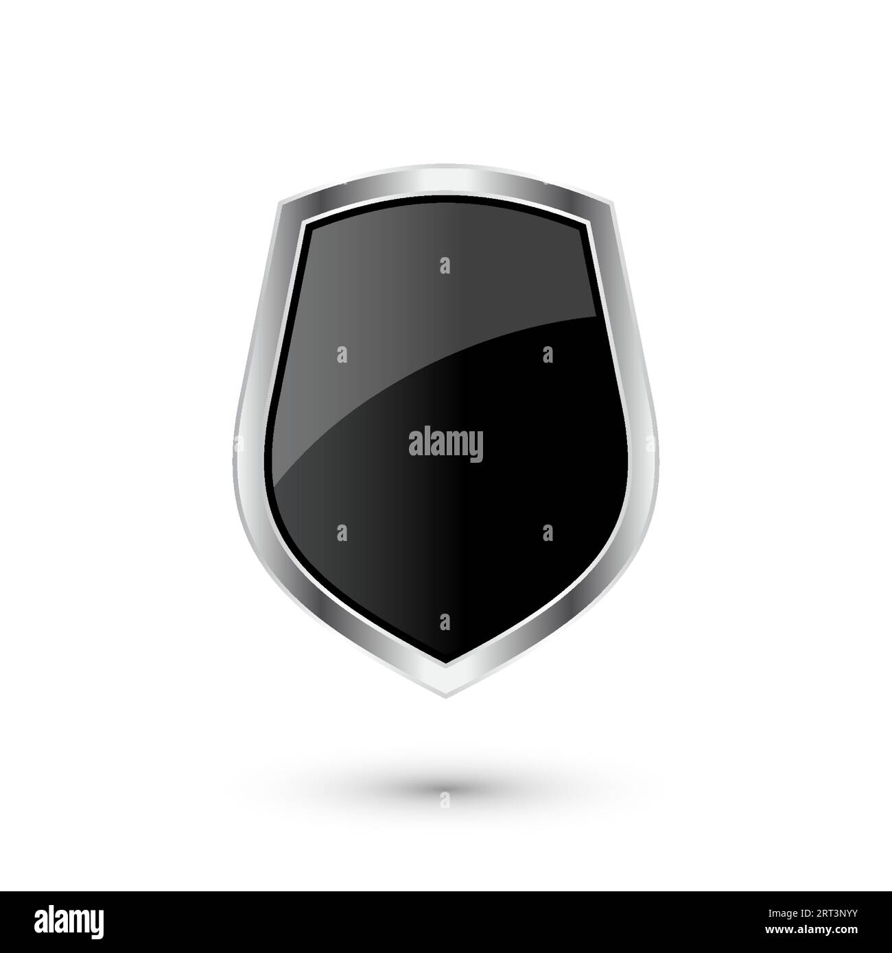 Vintage heraldic 3d shield icon with shiny metal frame. Black ...