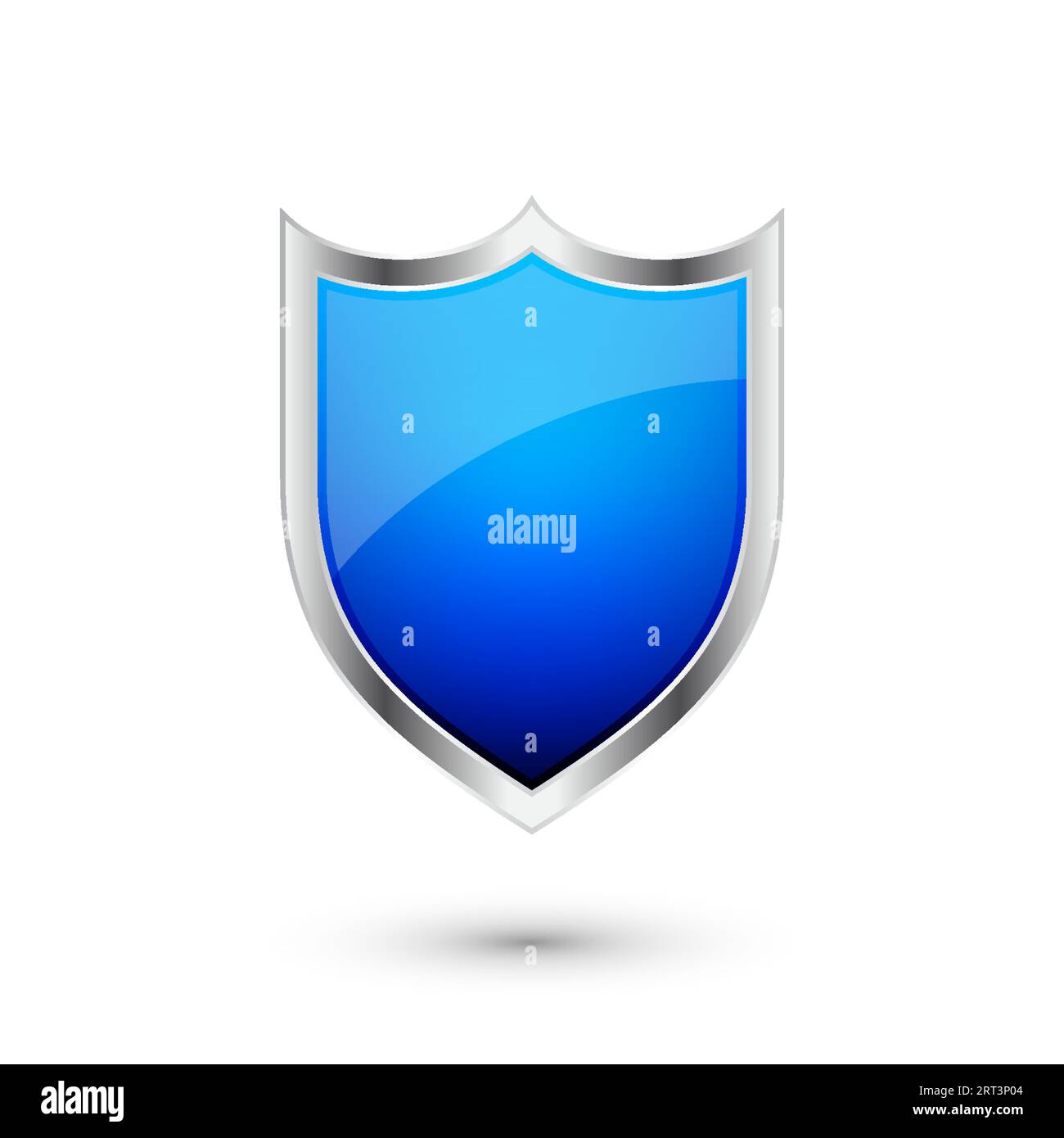 Vintage heraldic 3d shield icon with shiny metal frame. Blue protection ...