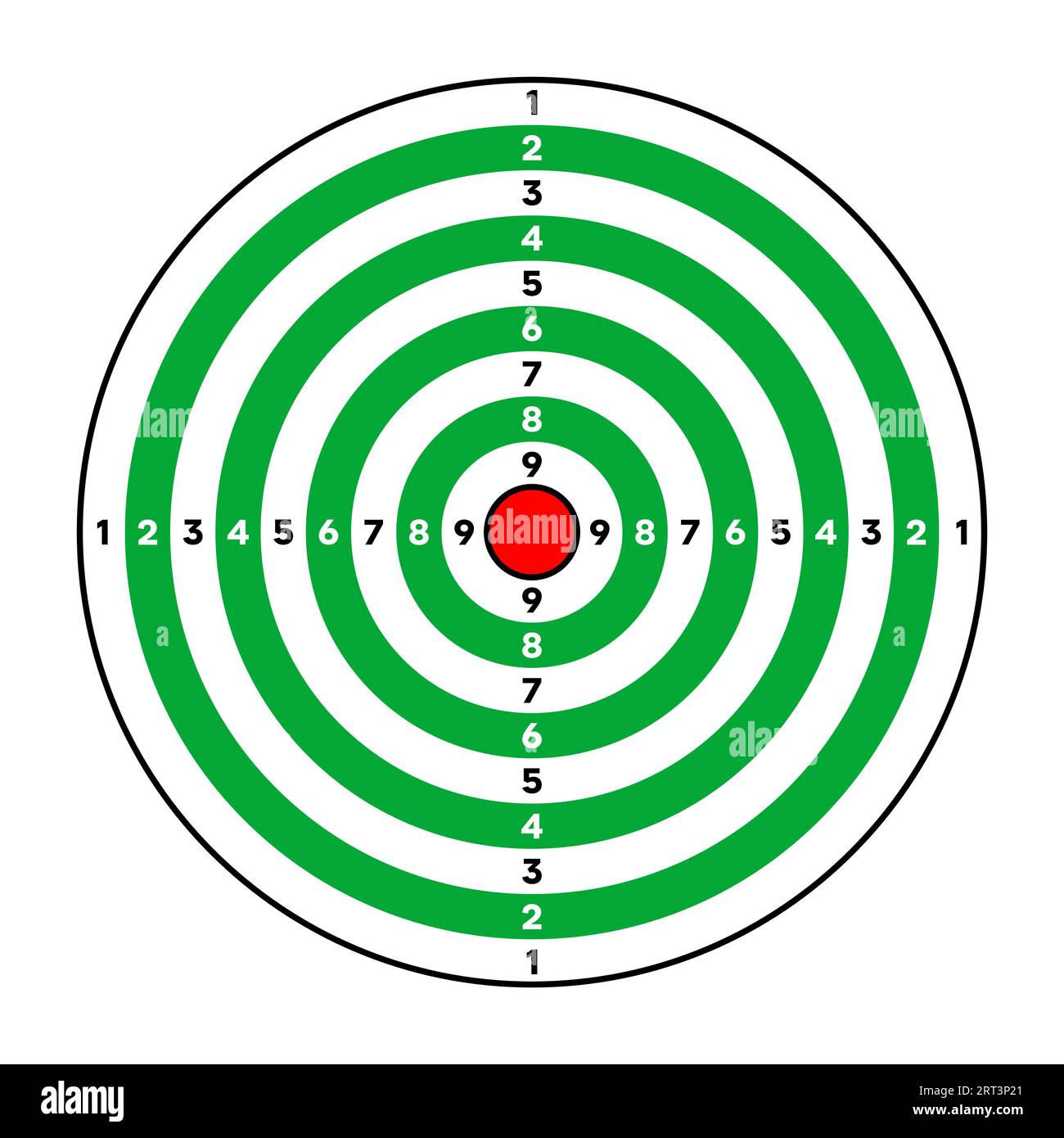 Shooting range paper target with divisions, marks and numbers. Archery ...