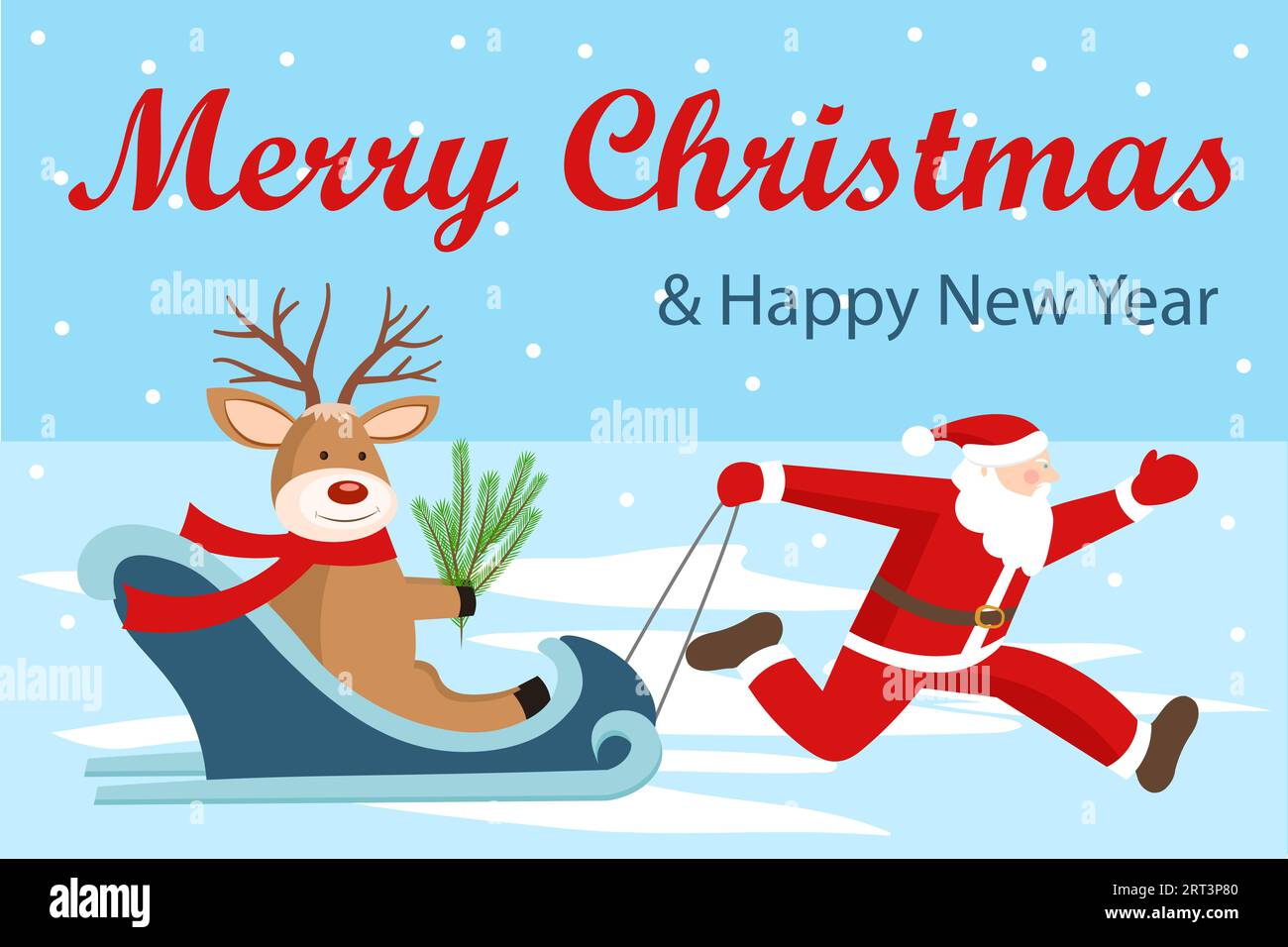 Santa clause sleigh reindeer Stock Vector Images - Alamy