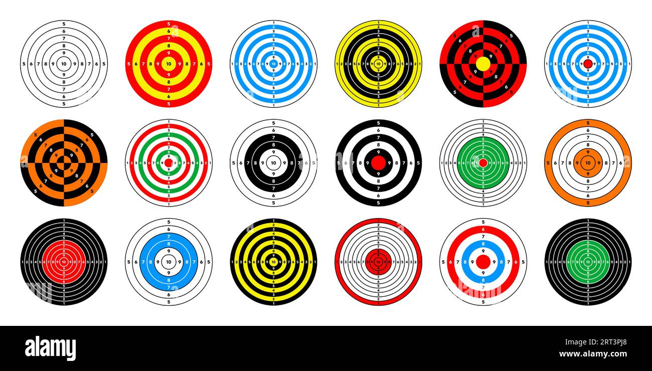 Shooting range paper targets. Round target with divisions, marks and ...