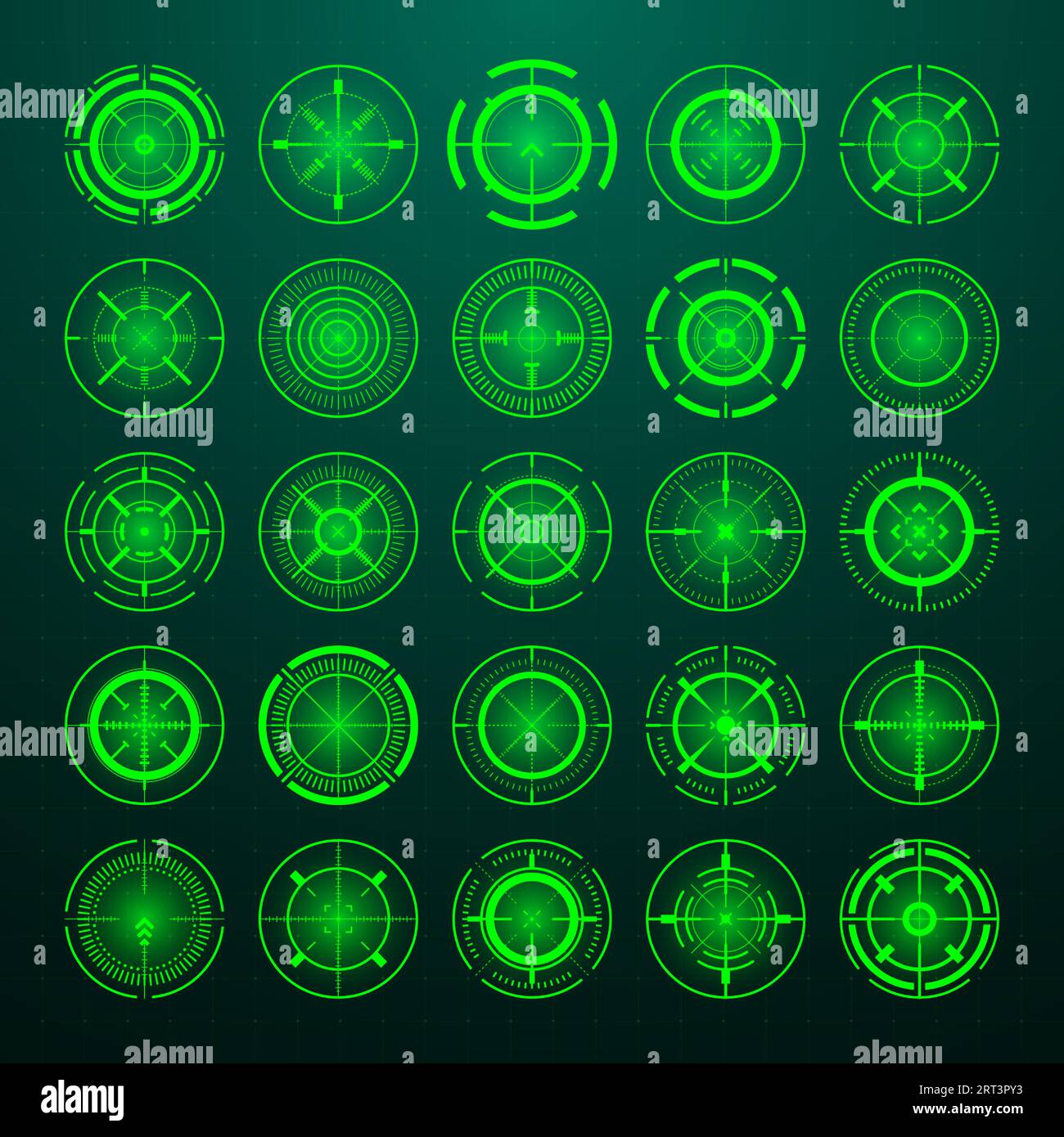 Crosshair, gun sight vector icons. Bullseye, black target or aim symbol ...
