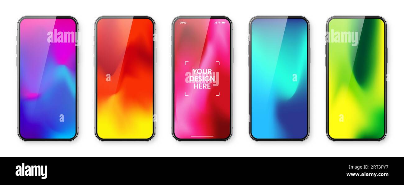 Smartphone with touch screen and abstract colorful background ...