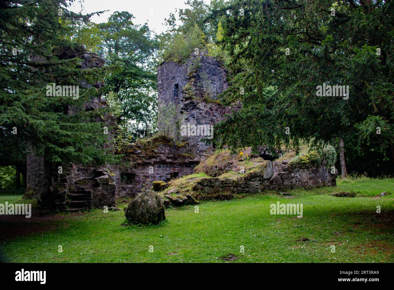 Abandoned and overgrown eerie Finlarig Castle, near Killin, Scotland ...