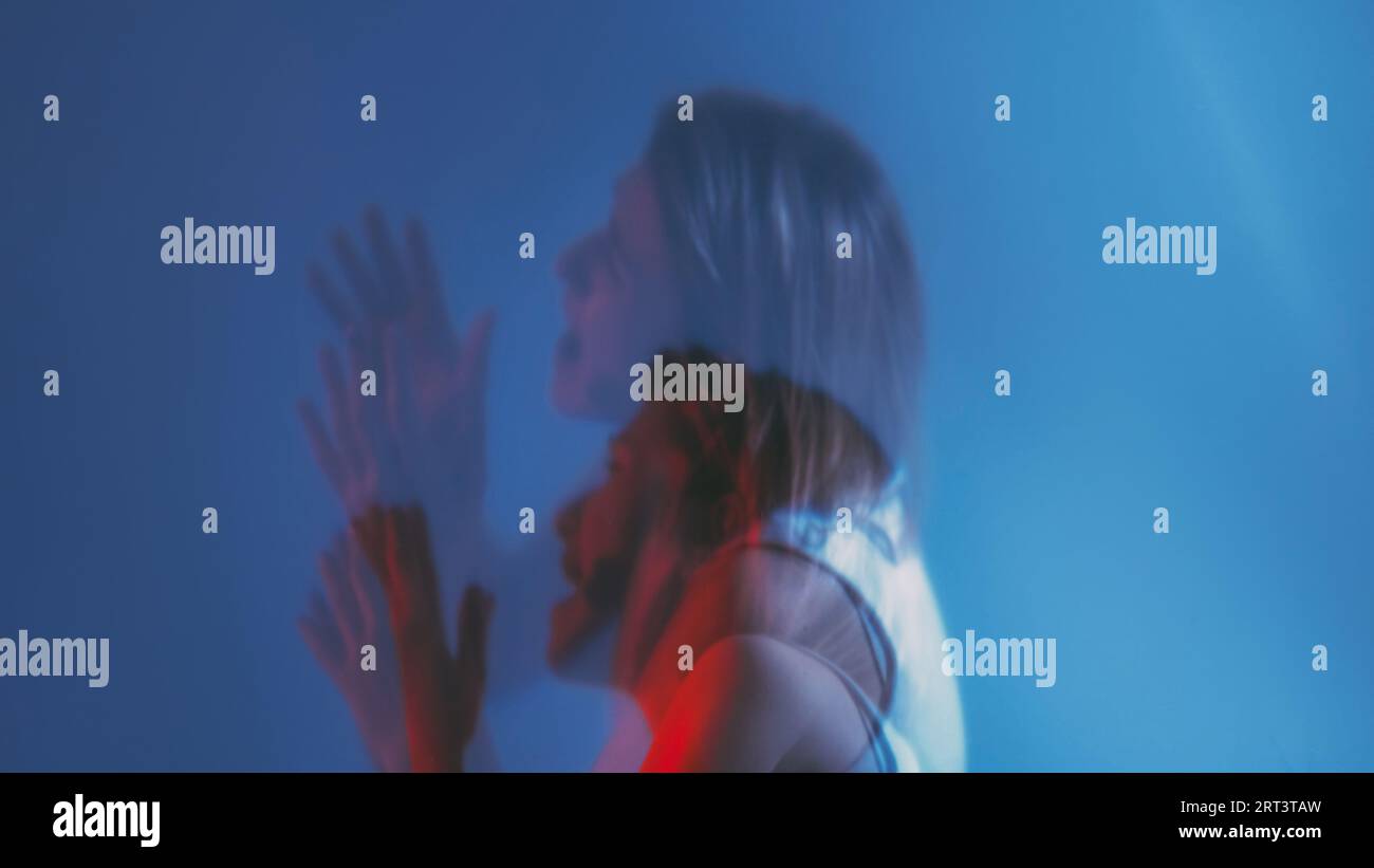 Bipolar mind depression scream woman yell despair Stock Photo - Alamy