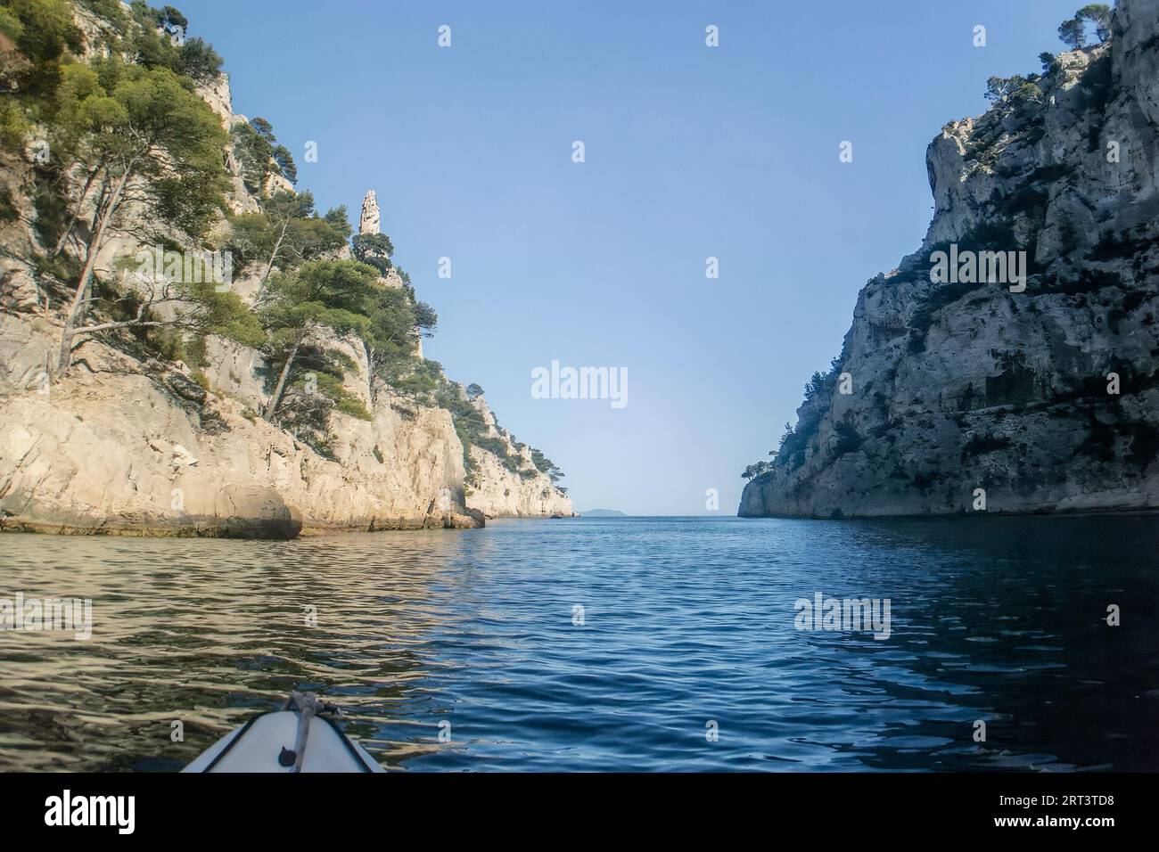 Kayaking to the Calanques fjords on the Mediterranean sea near Cassis ...