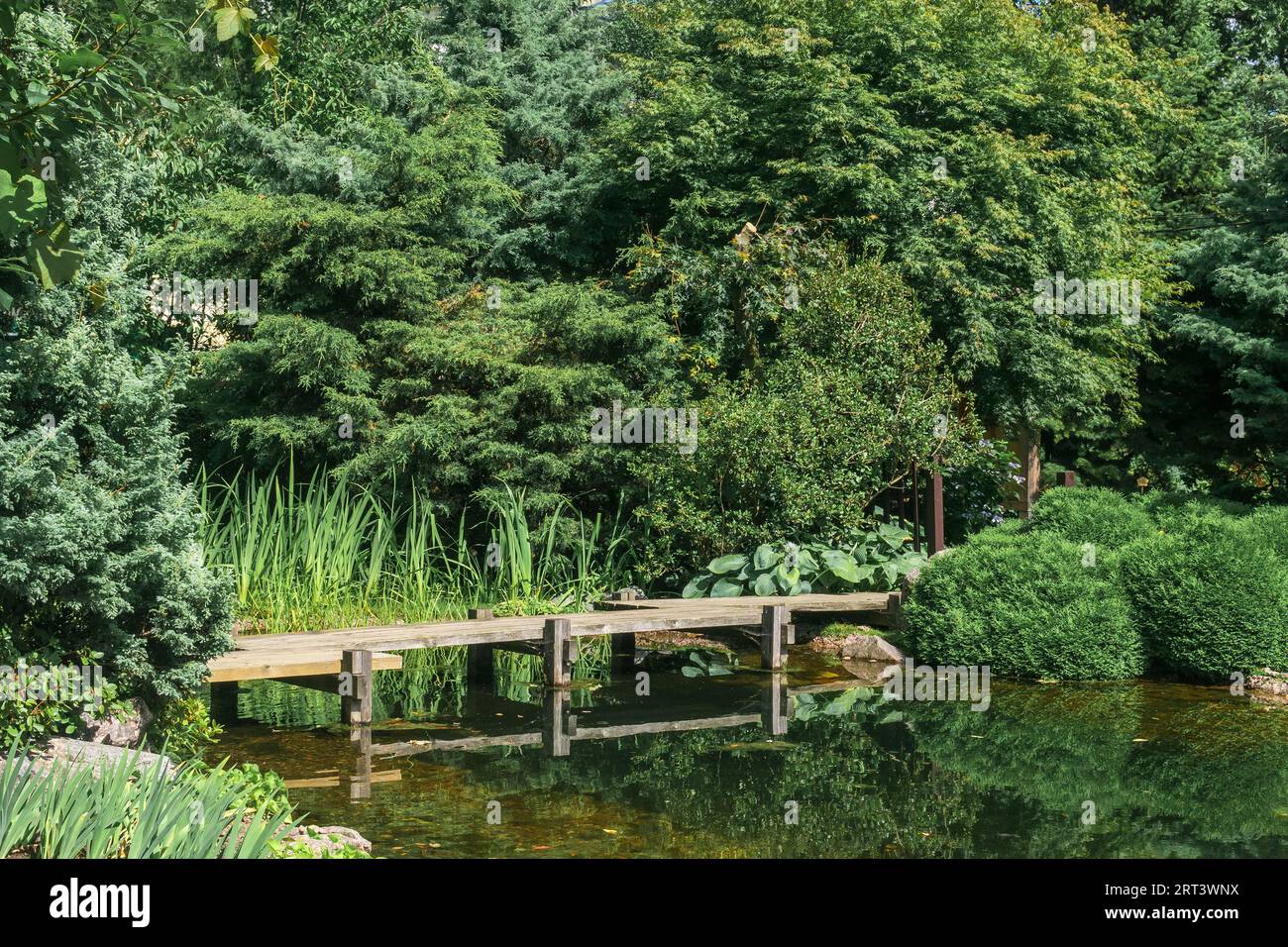 Zigzag bridge over pond hi-res stock photography and images - Alamy