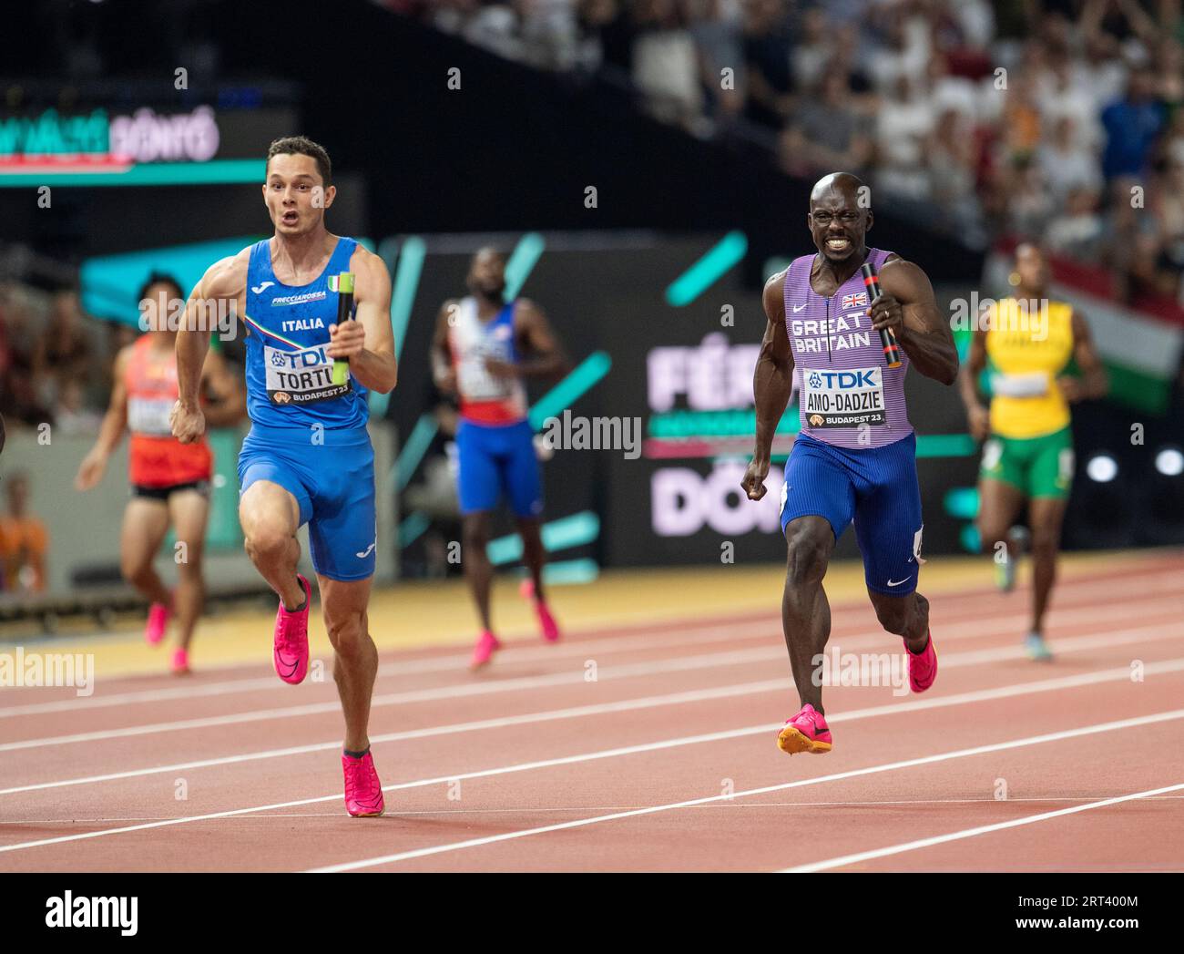 Filippo Tortu of Italy and Eugene Amo-Dadzie of GB & NI competing in ...