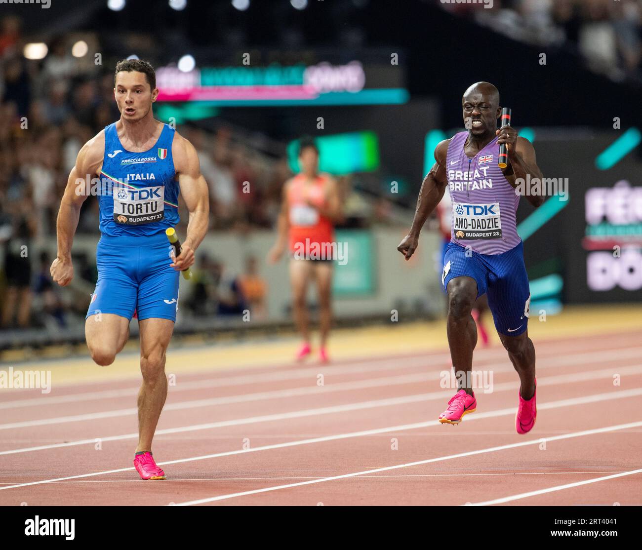 Filippo Tortu of Italy and Eugene Amo-Dadzie of GB & NI competing in ...