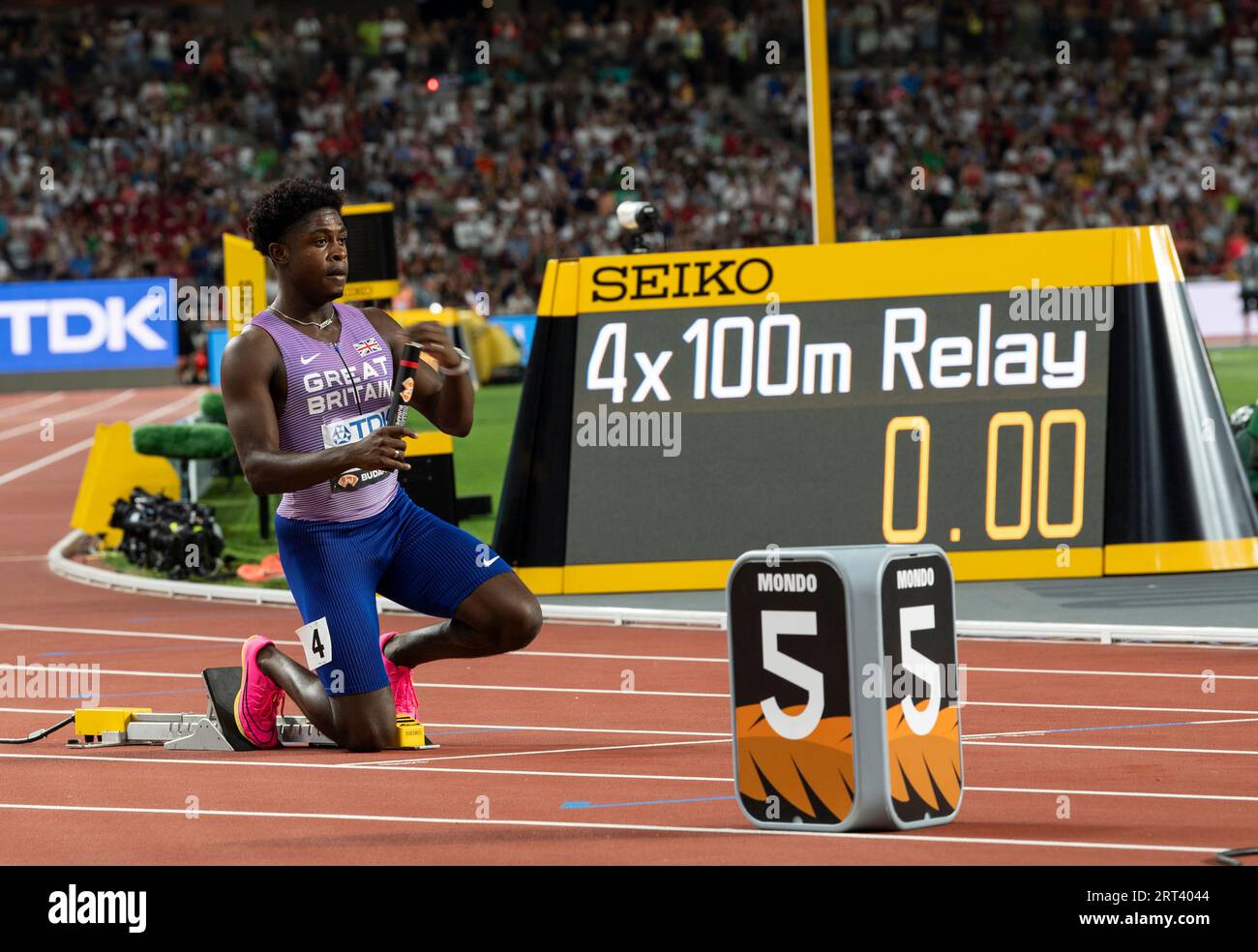Jeremiah Azu of GB & NI competing in the 4x100m relay on day eight at ...