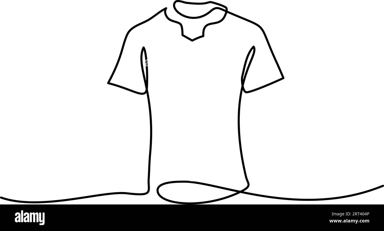 T-shirt sketch. Continuous one line drawing. Vector illustration ...