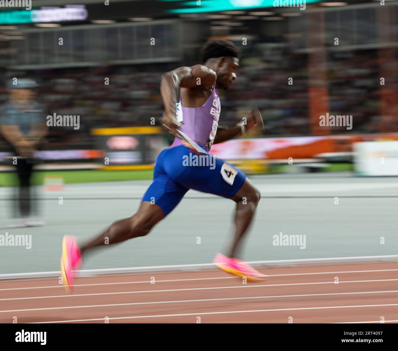 Jeremiah Azu of GB & NI competing in the 4x100m relay on day eight at ...